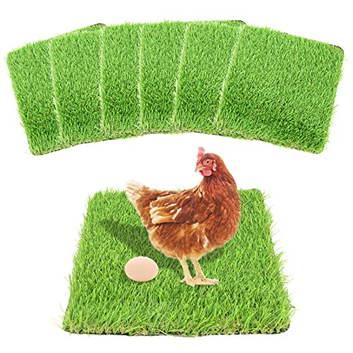 PetierWeit Chicken Nesting Pads 6Pack Nesting Box Pads 12”x12” Artificial Grass Washable Chicken Coop Bedding Laying Rug Fake Turf Mats Grass Carpet Garden Lawn for Chicken Hen Small Pets