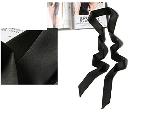 L'VOW Women's Stylish Soft Black Thin Skinny Scarf BoyFriend Tie Necktie Choker(Black)