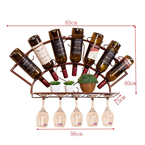 Wine Racks Metal Iron Wine Rack Wall Shelf Hanging Wine Rack Goblet Holder Cup Holder Can Hang 7 Bottles of Wine Hanging 10 Cups