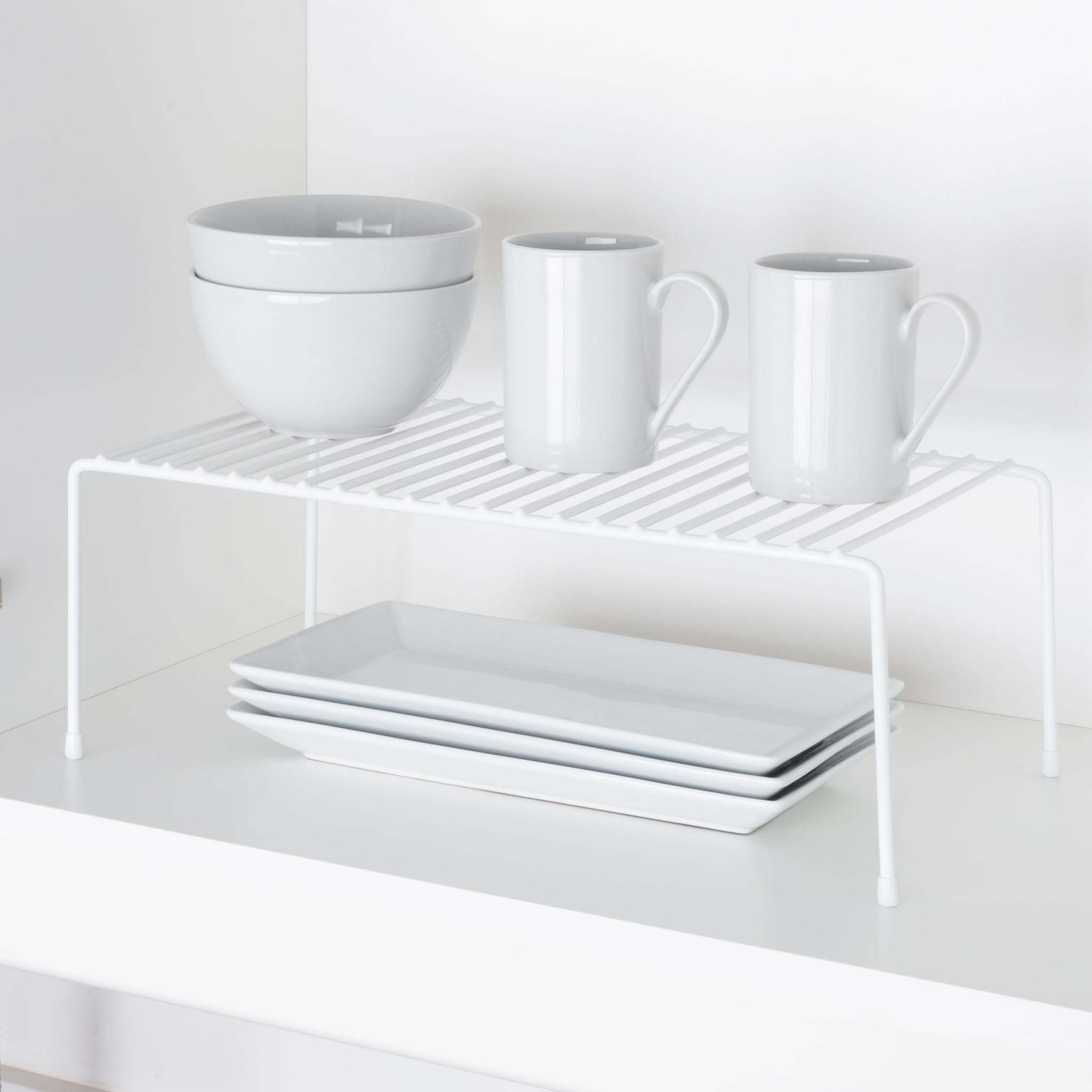 Smart Design Classic Storage Shelf β Set of 6, Large (8.5 x 16 in.), White β Sturdy Steel Pantry Organizer with Rust-Resistant Finish and Non-Slip Feet for Easy Home Organization and Storage