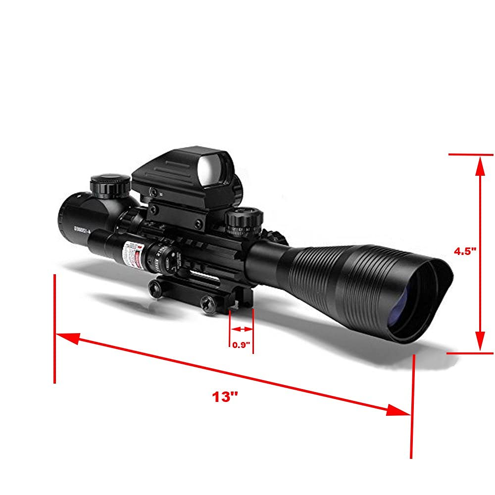 Riflescope 4-12X50&4-16x50AOEG Black Matte Finish Rifle Dual Illuminated Tactical Optical Scope Combine Reflex Sight Dot for Hunting Enthusiast and Experienced (4-12x50 Red)
