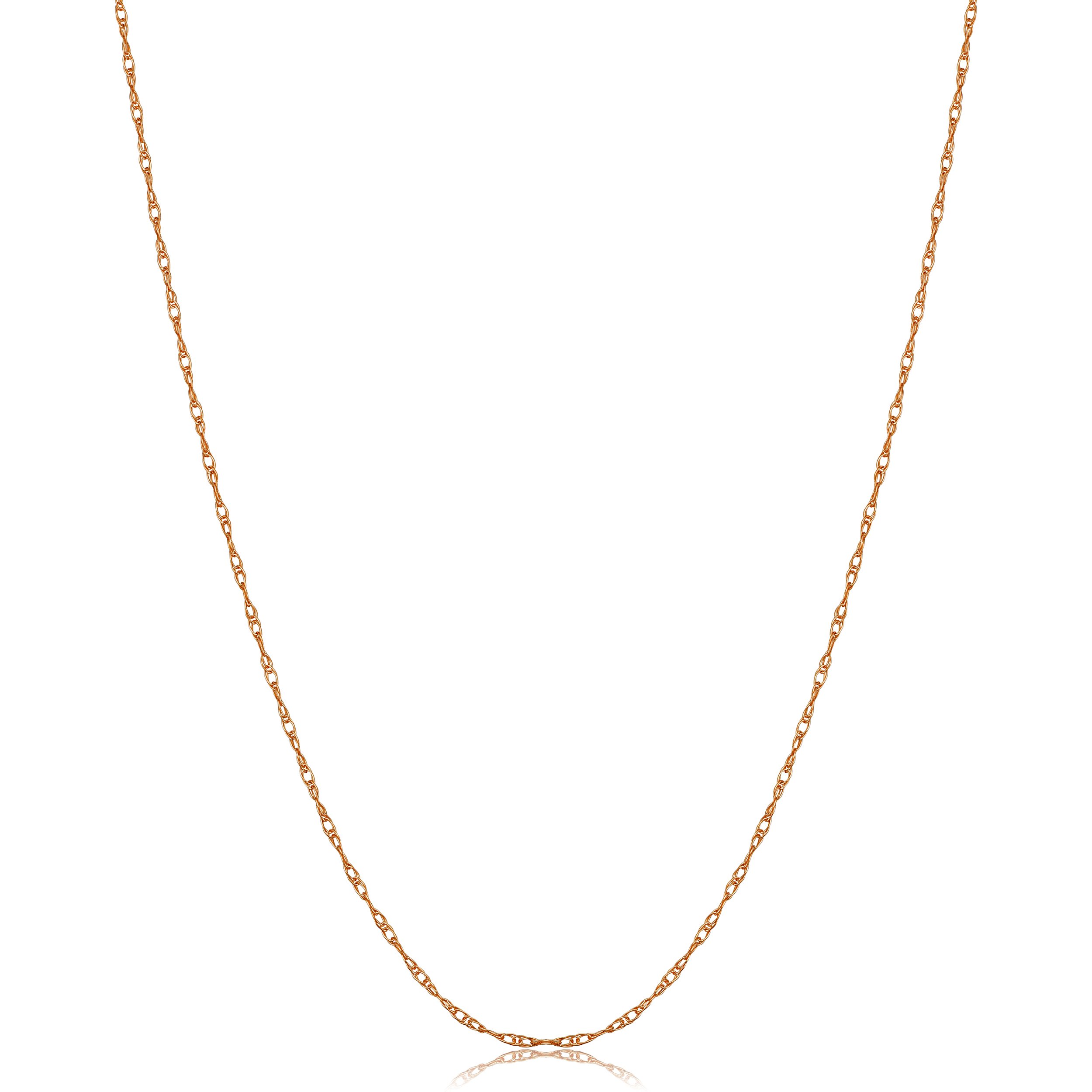 Kooljewelry 14k Yellow Gold Rope Chain Pendant Necklace (0.8 mm, 18 inch)