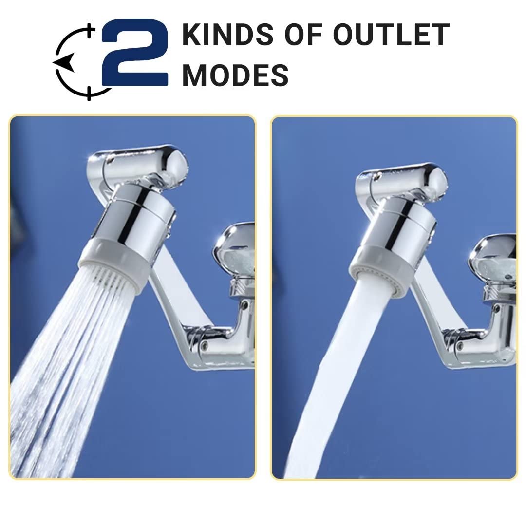 Universal 1440° Rotating Faucet Extender Aerator, 1440 Large-Angle Swivel Splash Filter Faucet Water Nozzle Faucet Adaptor, Sink Face Wash Attachment with 2 Water Outlet Modes