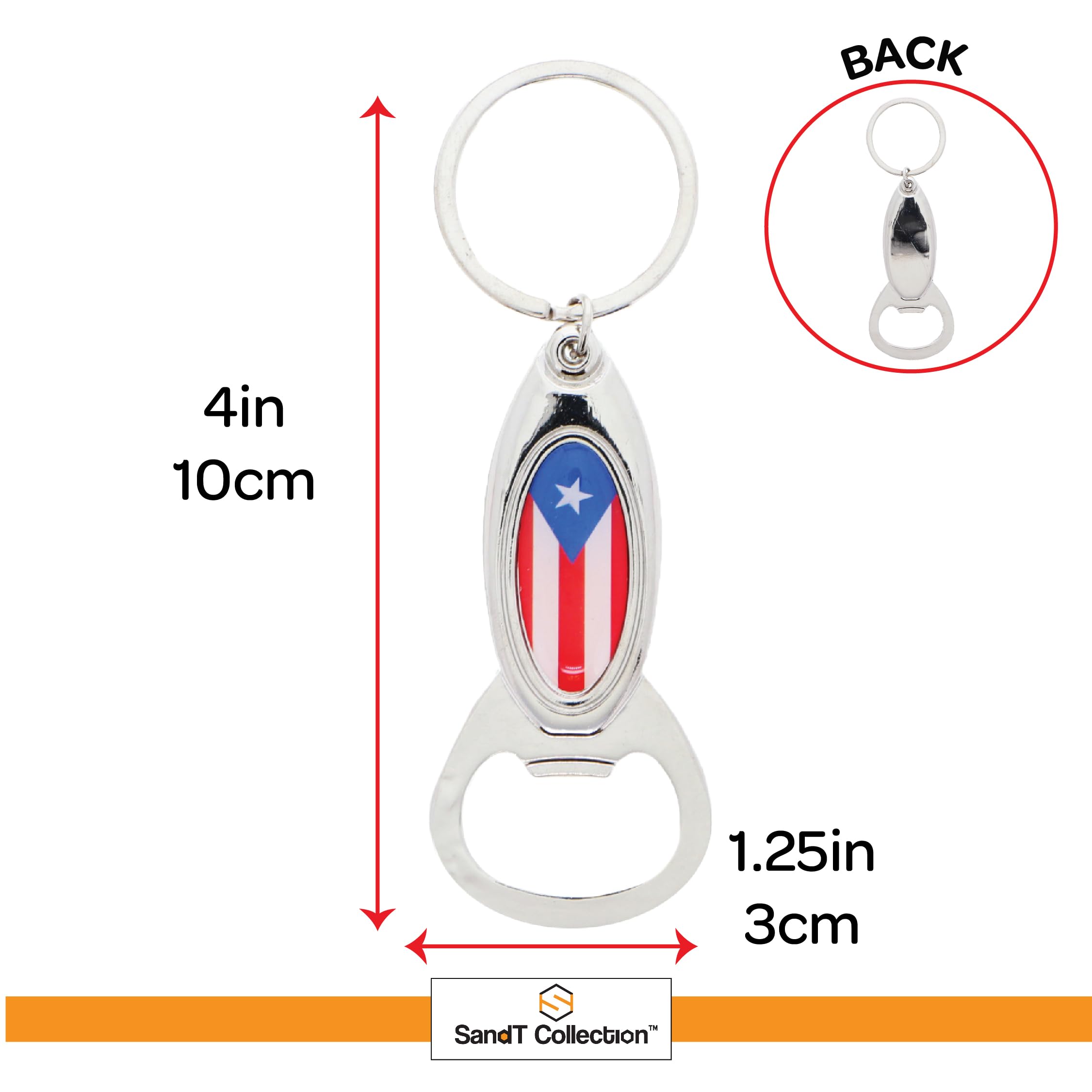 Purto Rico Beer Bottle Opener Keychain - Set of 3 - Oval