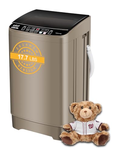 KRIB BLING Full-Automatic Washing Machine 17.7 lbs Small Compact Portable 10 Wash Program & 8 Water Level Compact Washer with LED Display Ideal for Apartments, RV, Camping, Gold