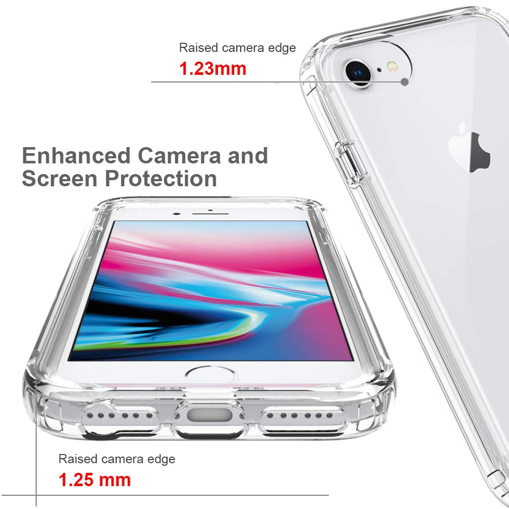 Misscase iPhone 8/ SE 2022 Case,iPhone 7 Clear Case,[Tempered Glass Screen Protector] Full Body Protective Shockproof Hard Plastic & Soft TPU Case for iPhone 8/7 (4.7 inch) Clear