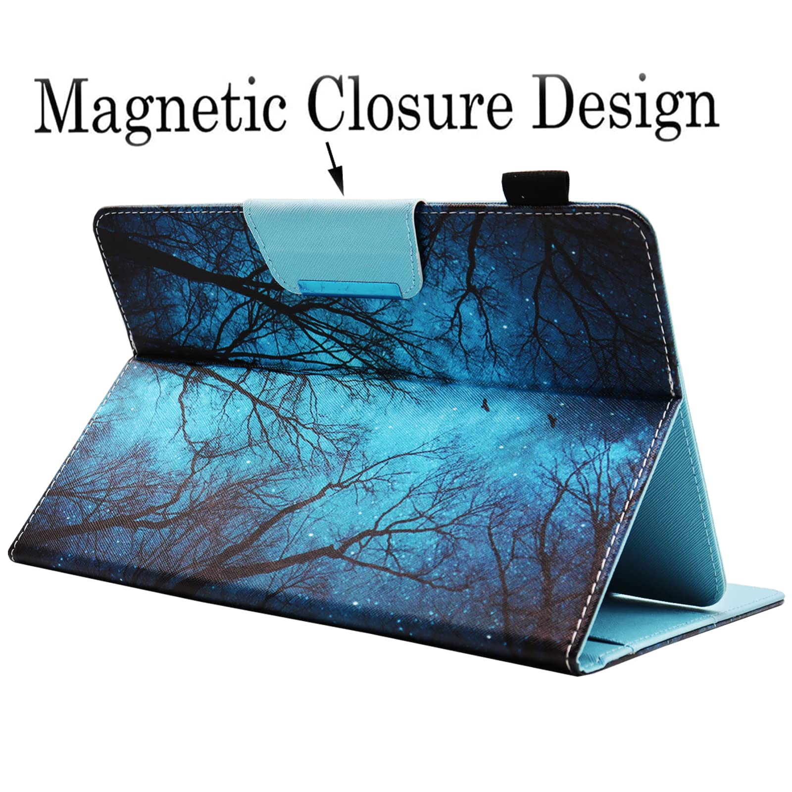 Universal 7 8 Inch Android Tablet Case, Nannxiebky Multi-Angle Viewing Stand PU Leather Wallet Tablet Case Cover for 7 8 Inch and More 7" - 8.5" Tablet, Bird Flower