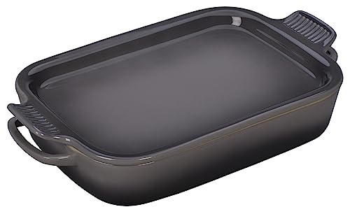 Le Creuset Stoneware Rectangular Dish with Platter Lid, 14 3/4" X 9", Oyster