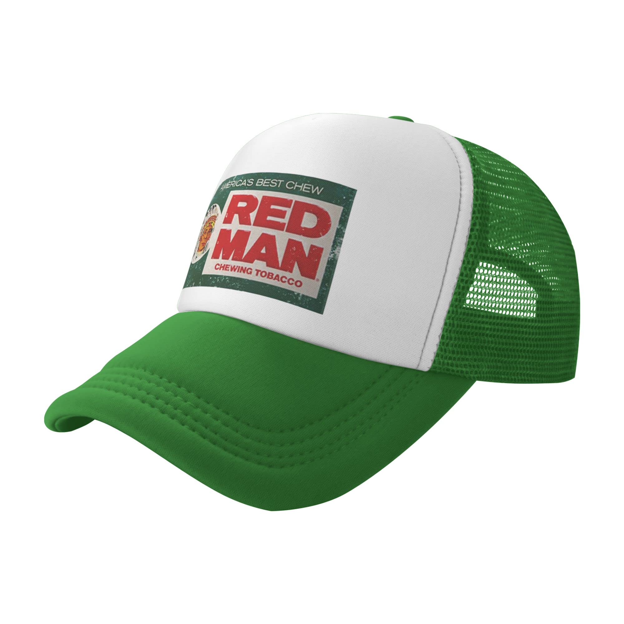 Red Man Chewing Vintage Style Trucker Hat Redman Retro Classic Snapback Cap Green