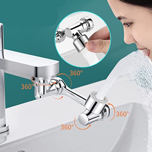 umogy Faucet Extender, Large Angle Rotating Splash Faucet Aerator, Universal 1080 Swivel Robotic Arm Swivel Extension Faucet Aerator, Faucet Extender for Sink with 2 Water Outlet Modes (2pcs)