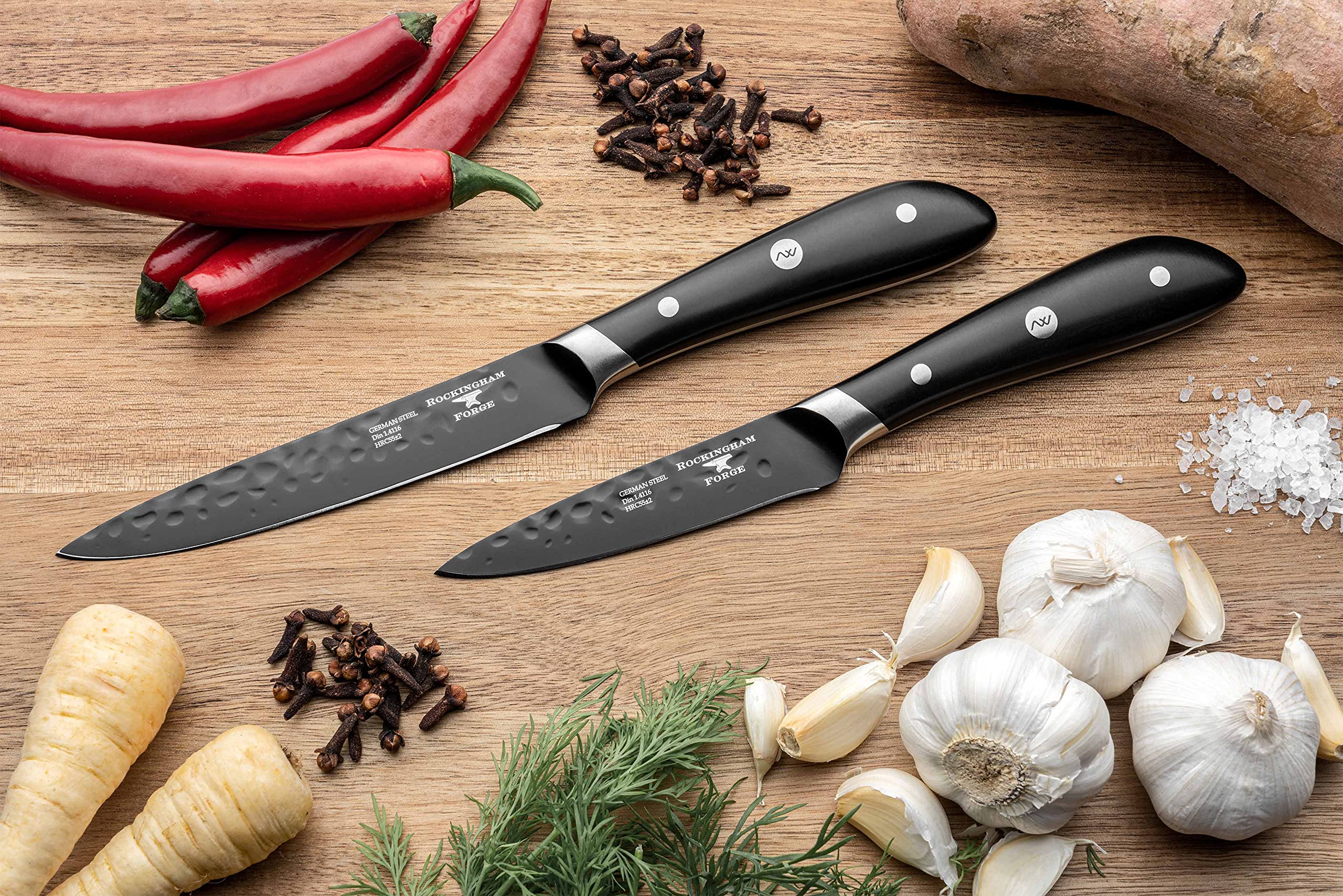 Rockingham Forge Ashwood Series 4" Paring Knife Kitchen Peeling Knife with Ice Hardened Vanadium Steel Blades
