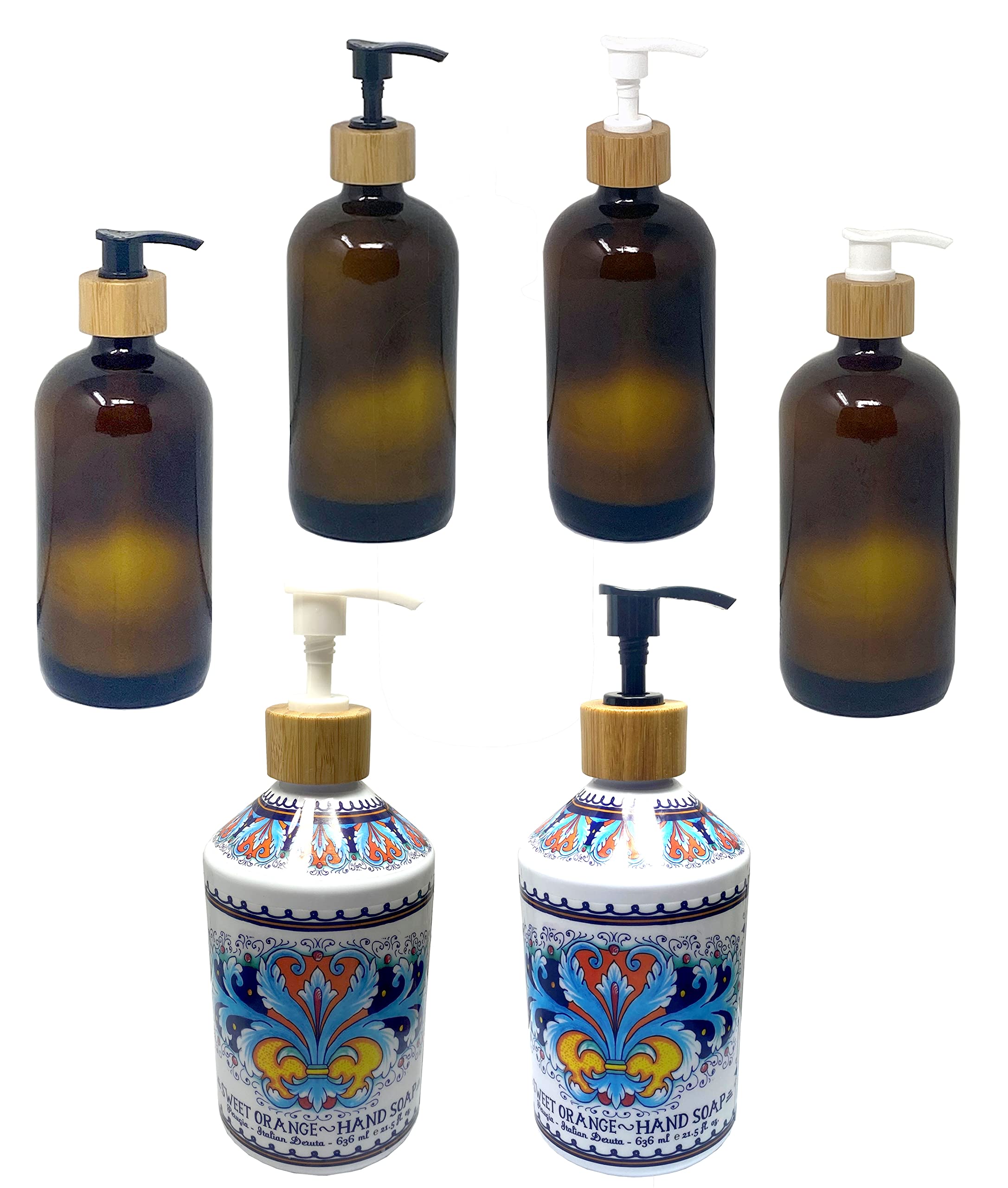 Plastic Bamboo Wood Treatment Soap and Lotion Pump (Pack of 2) (White, 28/400)
