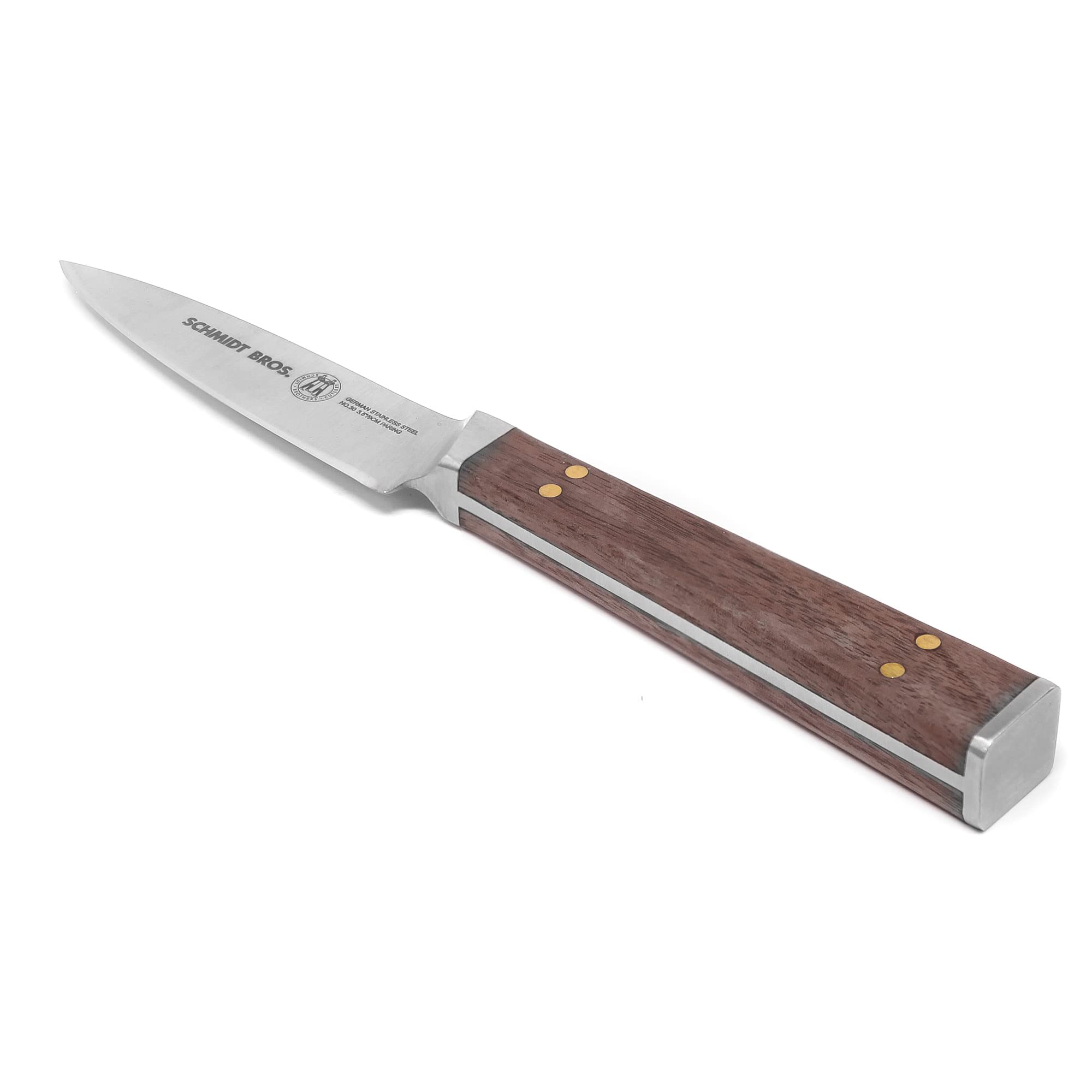 Schmidt Brothers -Brass and Walnut 2-piece Starter Kitchen Knife Kit, High-Carbon German Stainless Steel Mulitpurpose Kitchen Cutlery