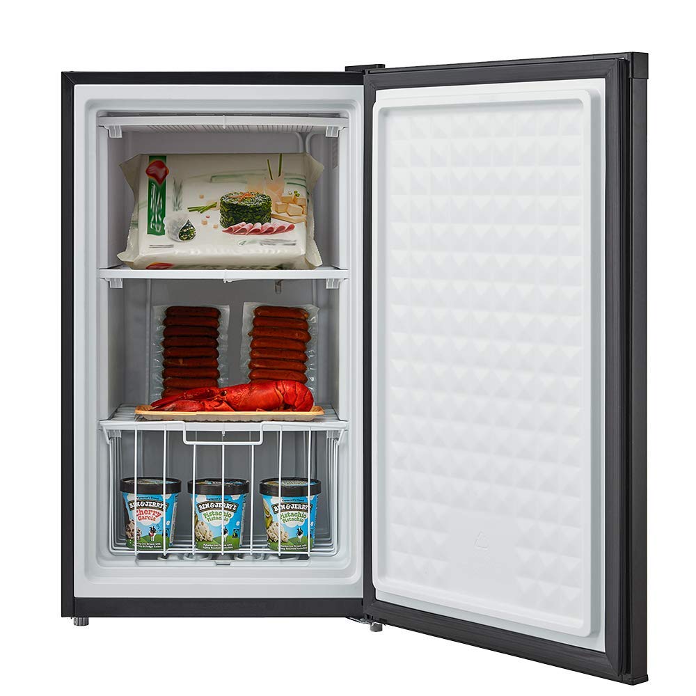 Midea MRU03M2ABB Upright Freezer 3.0 Cubic Feet with Door Lock, Black (Renewed)