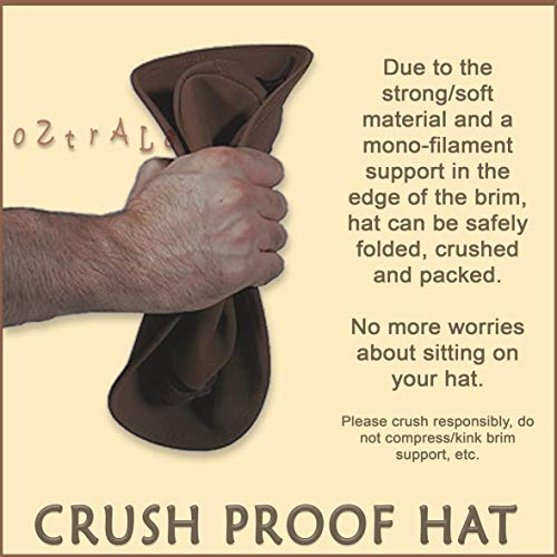 Oztrala Hat Oilskin Canvas Australian Outback Leather Mens Black Cowboy Bucket HCKS HCKB US (Solid Brown, S)