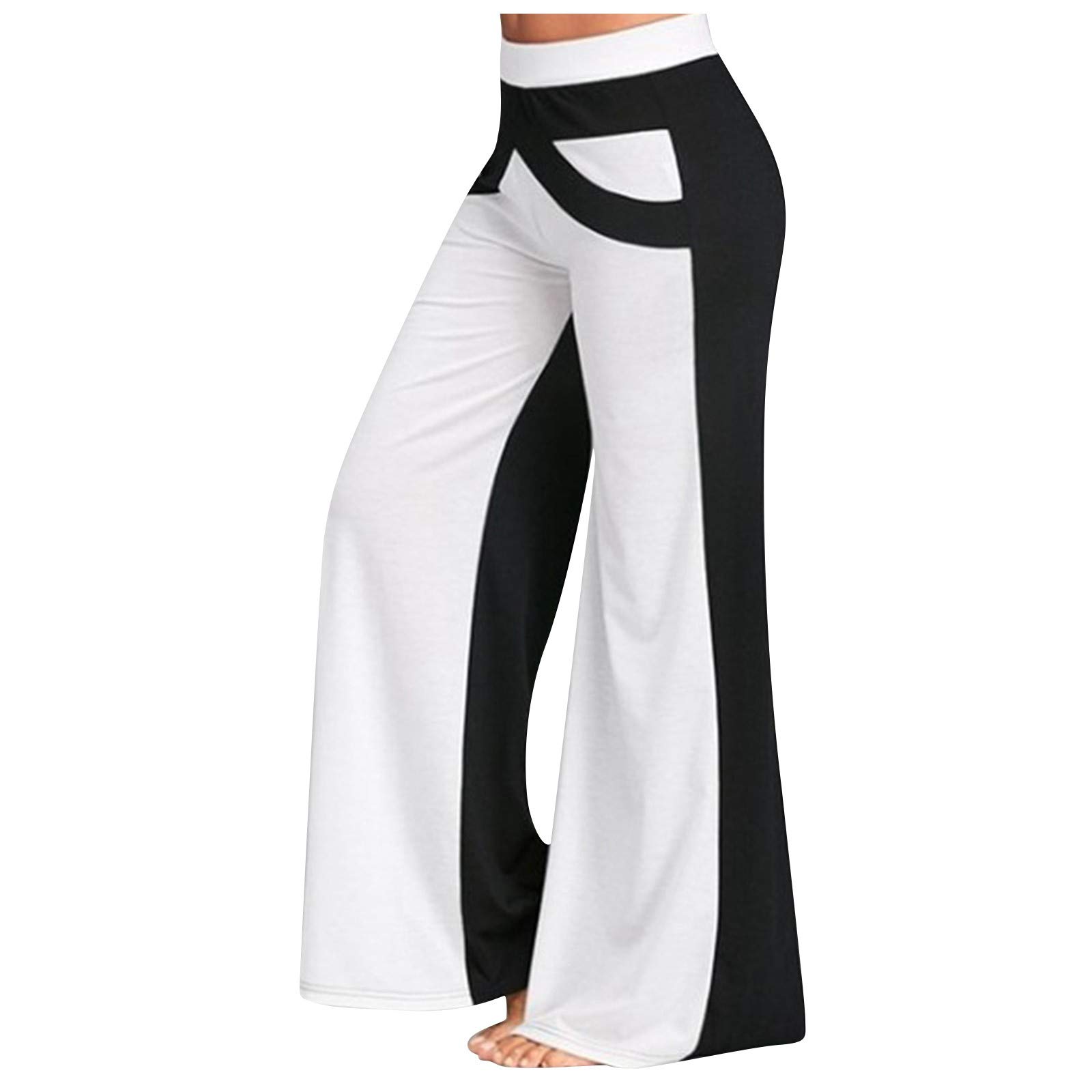 RUIVE Women s Yoga Pants Plus Size Black White Patchwork Stretchy Ladies Sportswear Bell Bottoms Flare Leggings