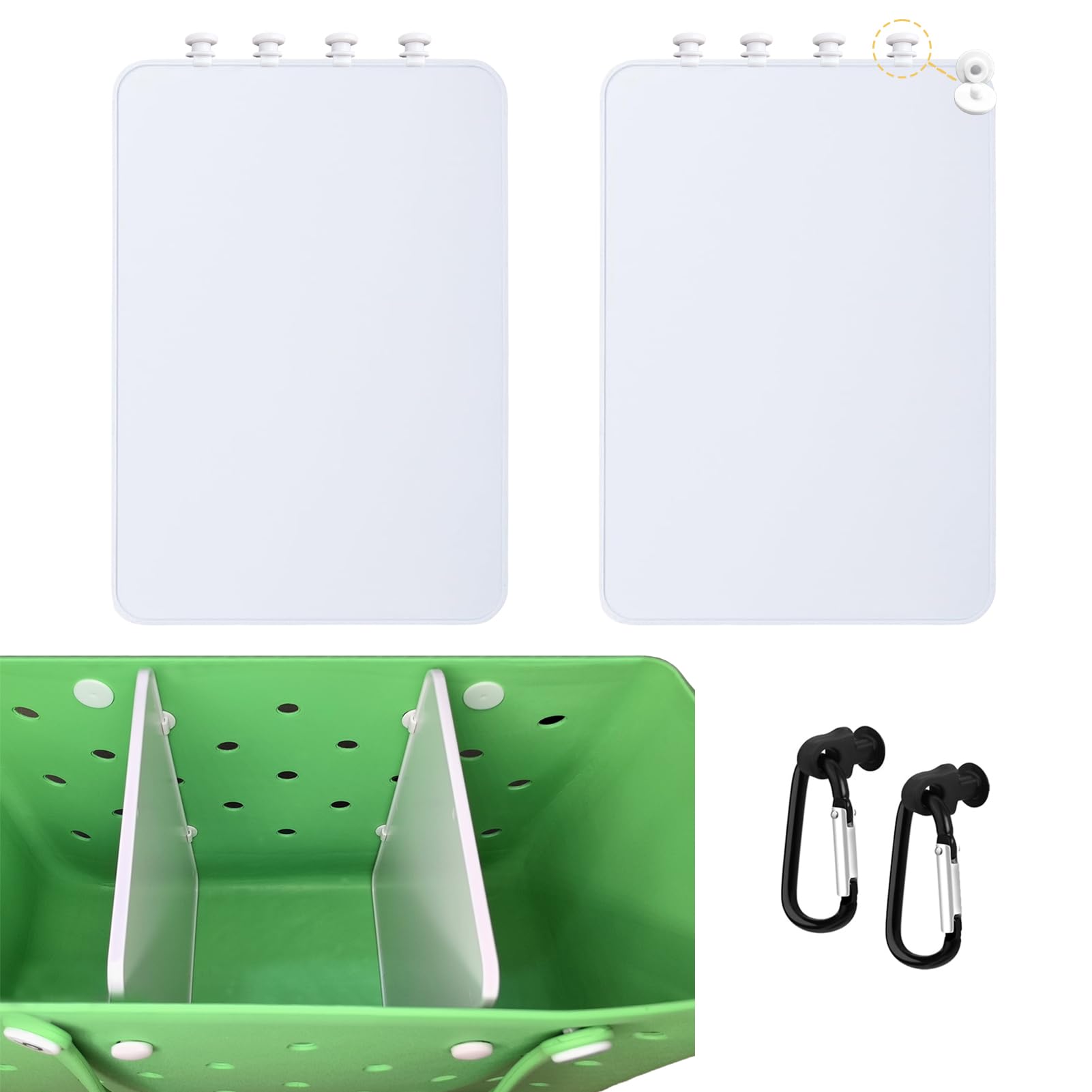 Yermivie 2Pcs Divider Tray for Bogg Bag Compatible with Bogg Bag Original X Large, Beach Bag Accessories Fit for Bogg Bag as Divider and Snack Tray, Organizing Bags and Divide Space (White, 2Pcs)