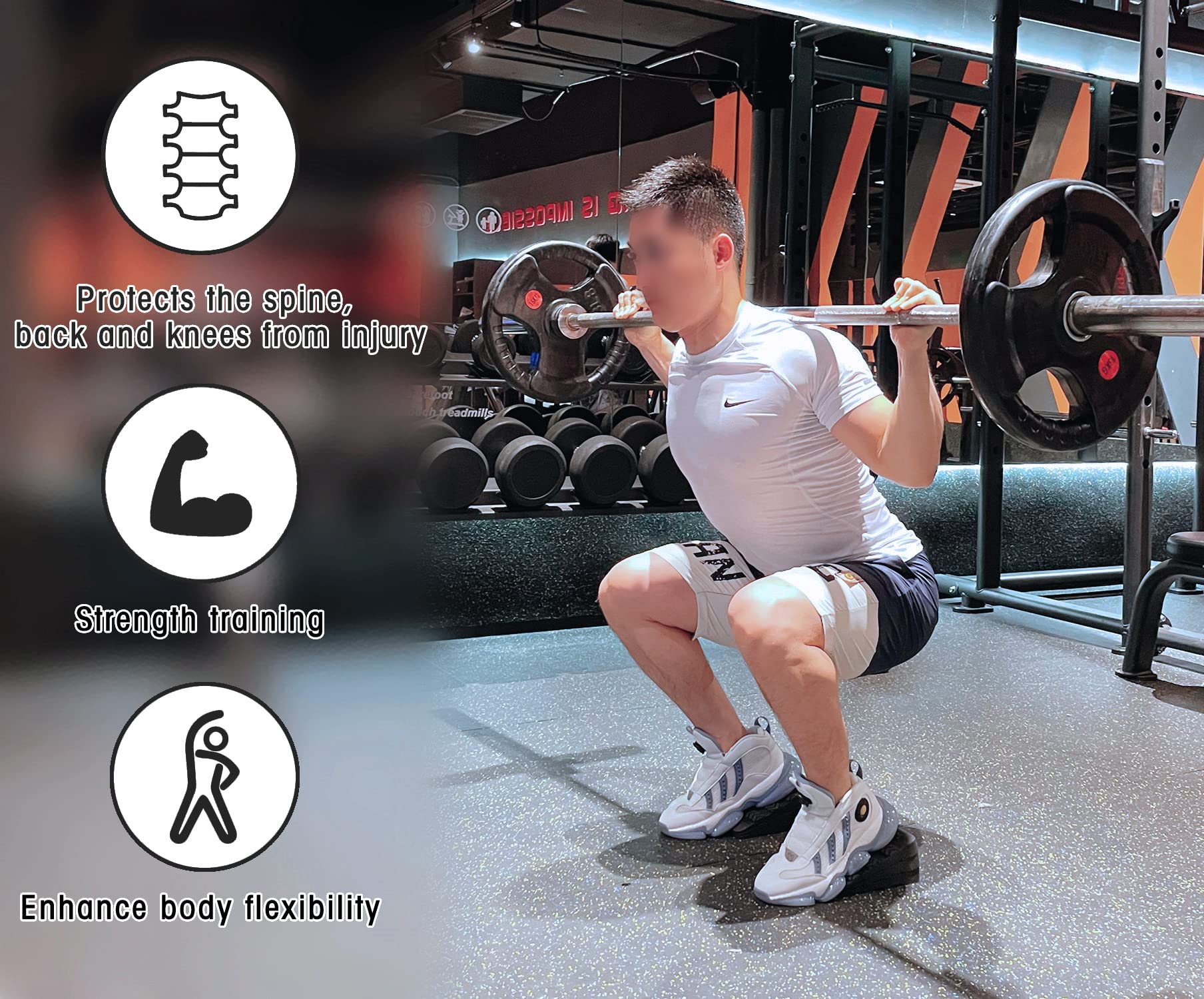 Squat Wedge Block 6PCS Adjustable Non-slip Rubber Squat Ramp,squat Wedge For Heel Elevated Squat,Weight Lifting,Calf Stretcher, Deadlift Squat Improve Mobility Balance And Strength Performance