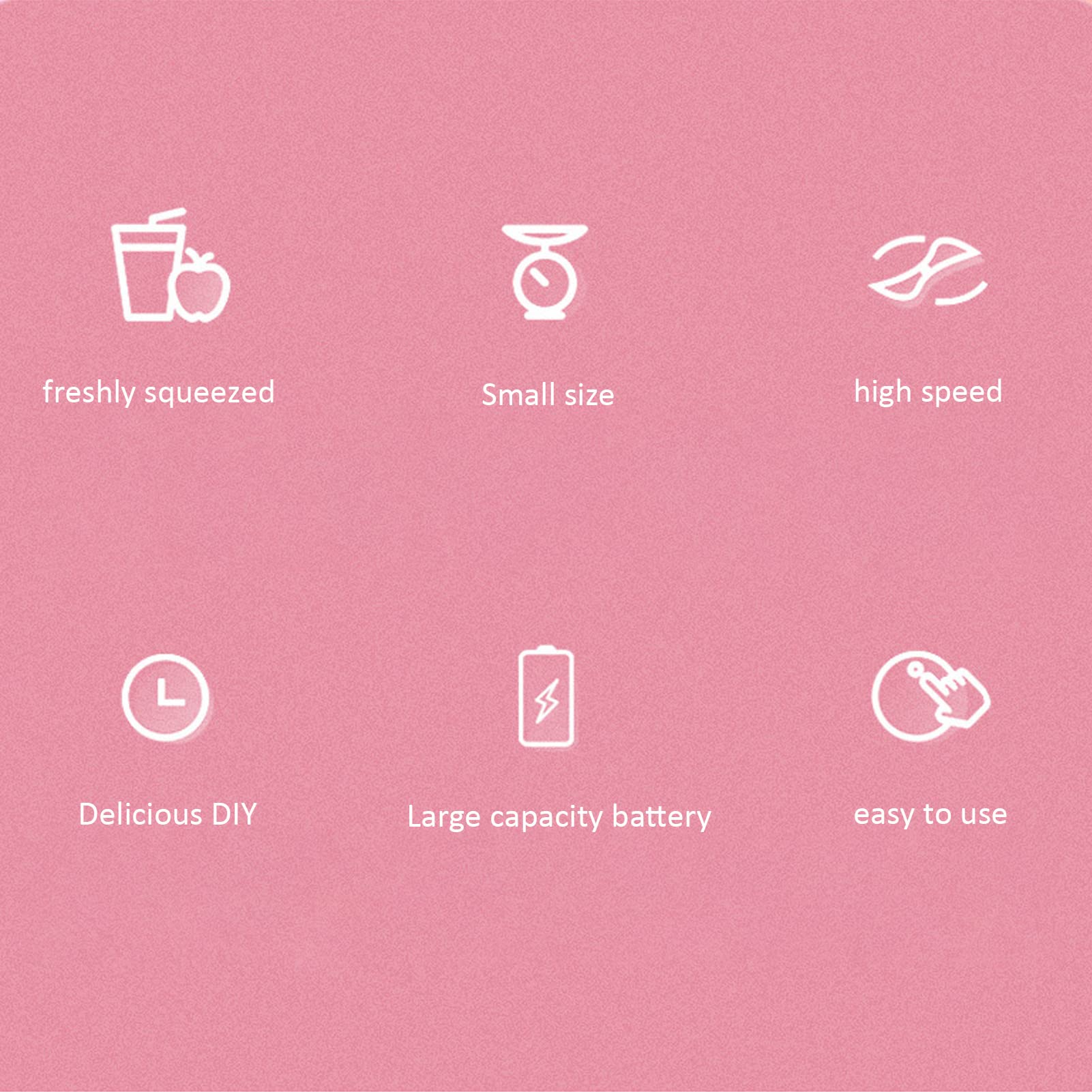 Portable Blender Cup, 300ml Electric USB Juicer Blender Fruit Mixer Mini Blender Portable Blender with 6 Leaf Knife and Security Lock (Pink)