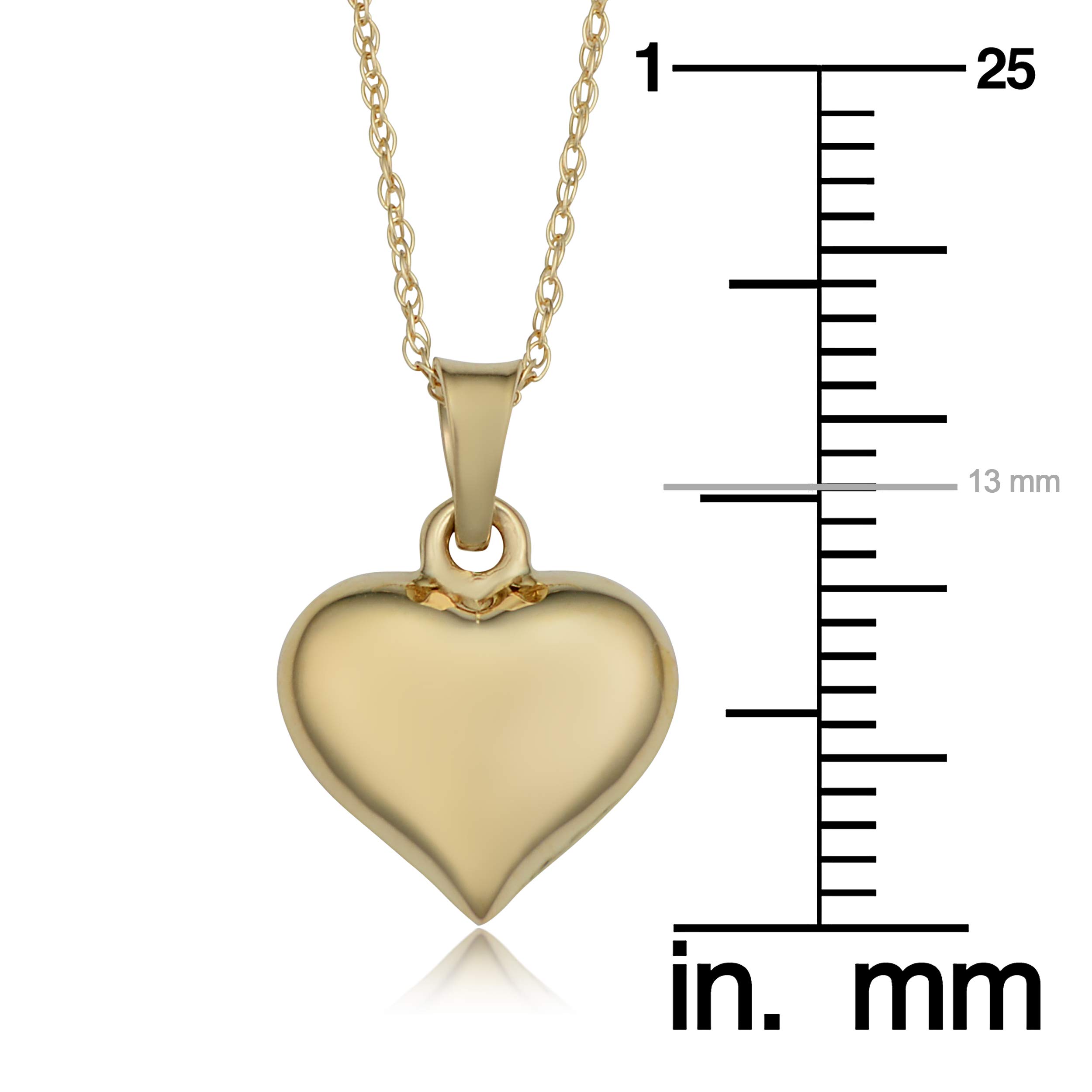 Kooljewelry 14k Yellow Gold Puffed Heart Pendant Rope Chain Necklace (16 inch)