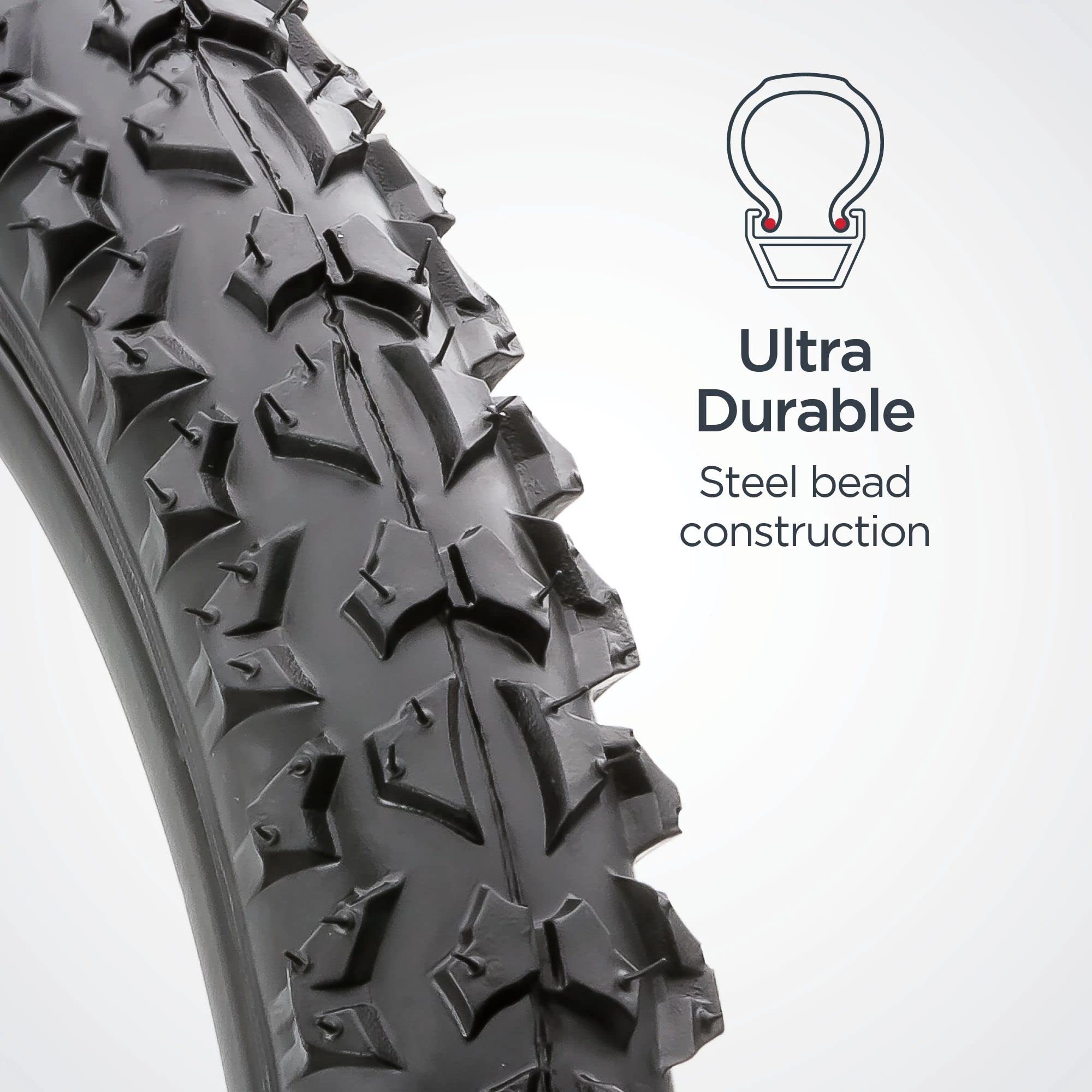 Schwinn Replacement Bike Tire, 27.5" x 2.10" Mountain Bike Tire, High Traction Knobs, Puncture Guard, Fits Internal Rim Widths 19mm-29mm, PSI Range 35 to 65