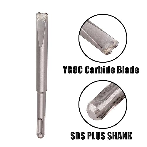 Vearter 3Pcs SDS PLUS Shank Tungsten Carbide Tipped Chisel Drill Bits Demolition Hammer bit for Tile, Brick, Stone, Concrete, Marble,Cement