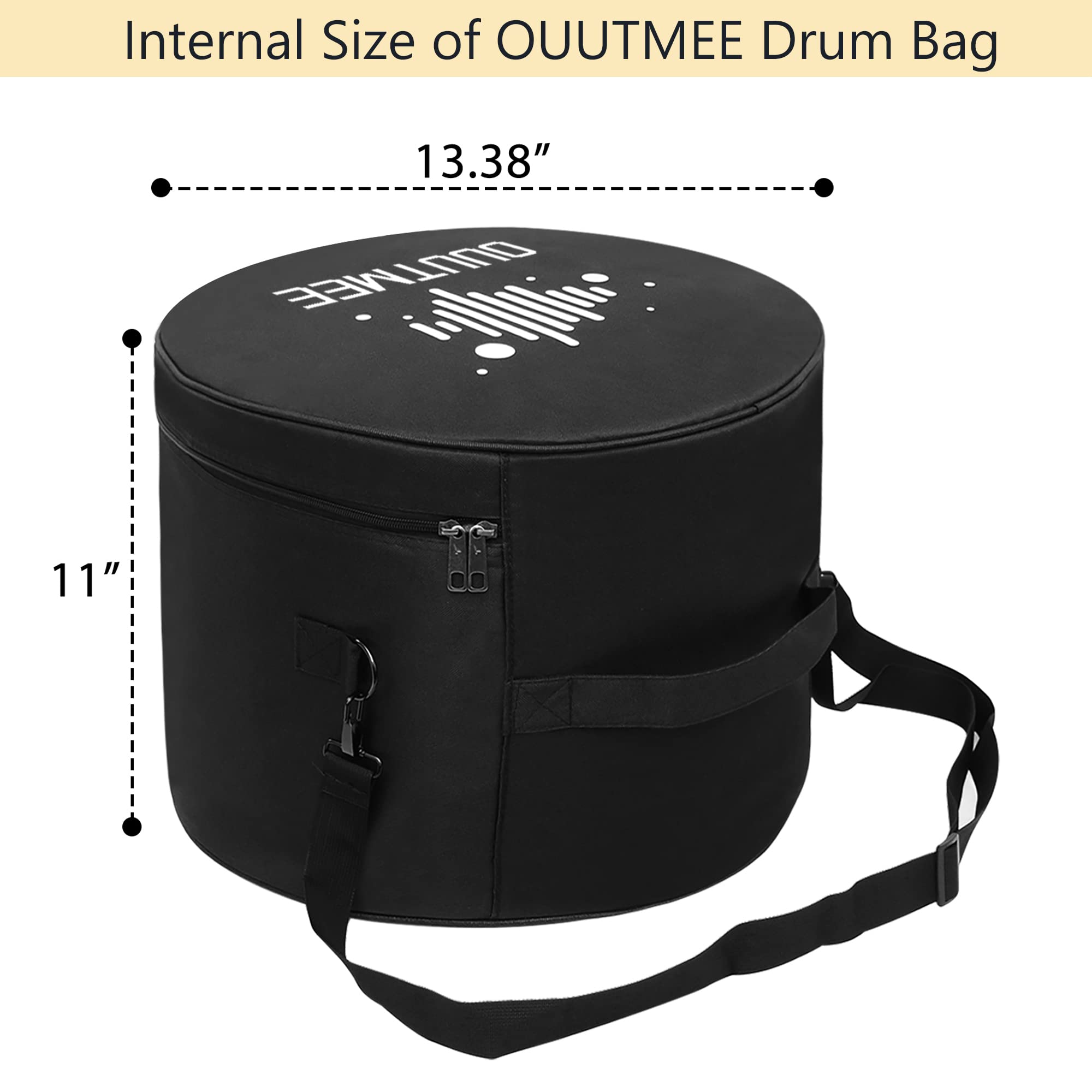 OUUTMEE Drum Bag For Tom 12" x 10" Travel Drum Case Gig Bag With Adjustable Strap