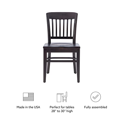 Linon Dark Brown Audrey Slatted Back Fully Assembled Set of 2 Side Chair, Dining Height