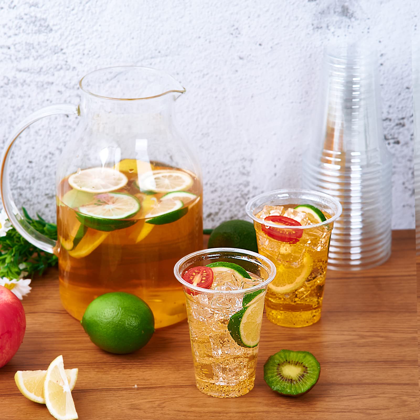 Lilymicky [200 Pack -10 oz] Clear Plastic Cups, PET Disposable Drinking Cups, Wine Party Cups, Perfect for Birthday Parties, Weddings, Christmas Day