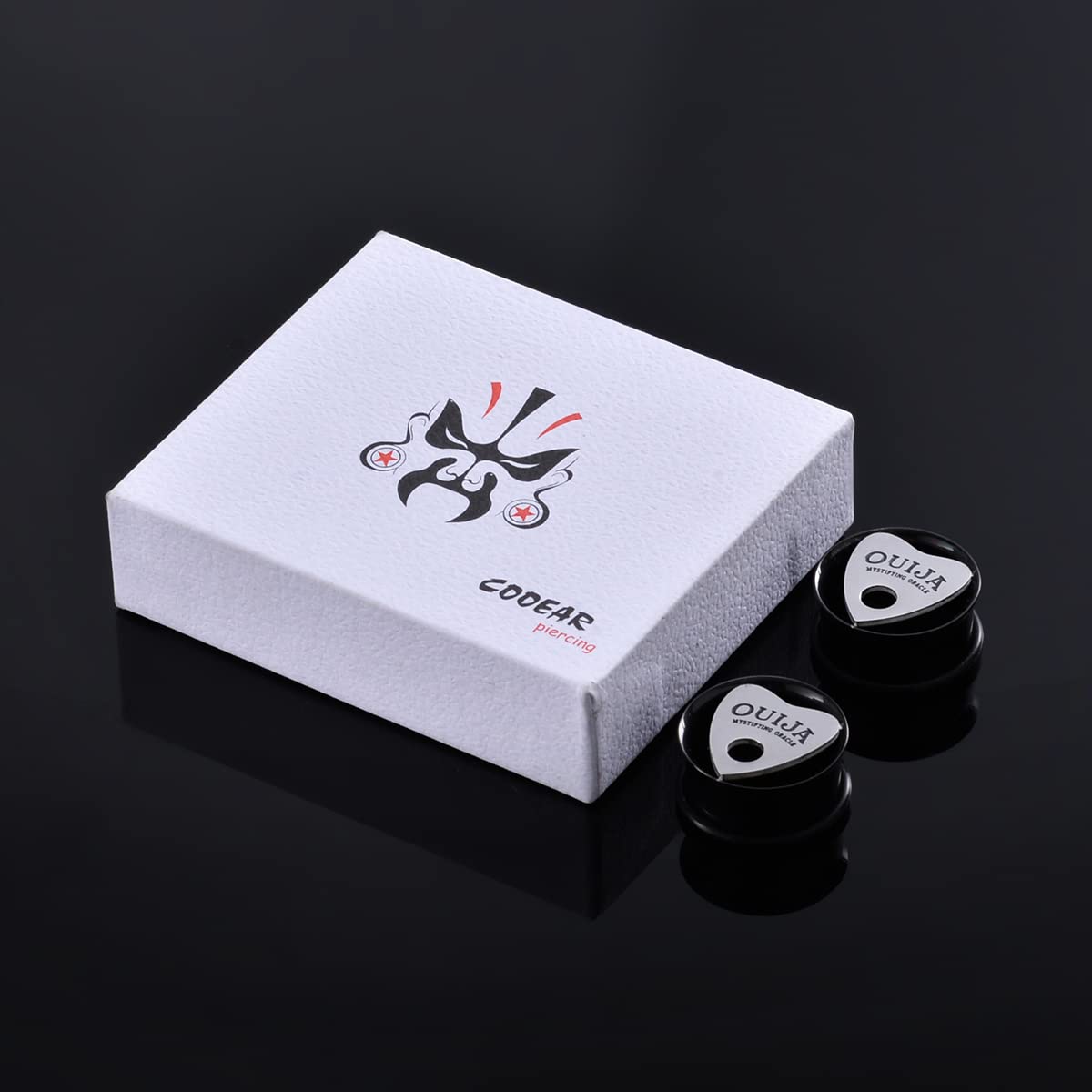 KUBOOZ OUIJA MYSTIFYING ORACLE Pattern Ear Plugs Tunnles Stainless Steel Ear Piercing Jewelry 00G-30mm