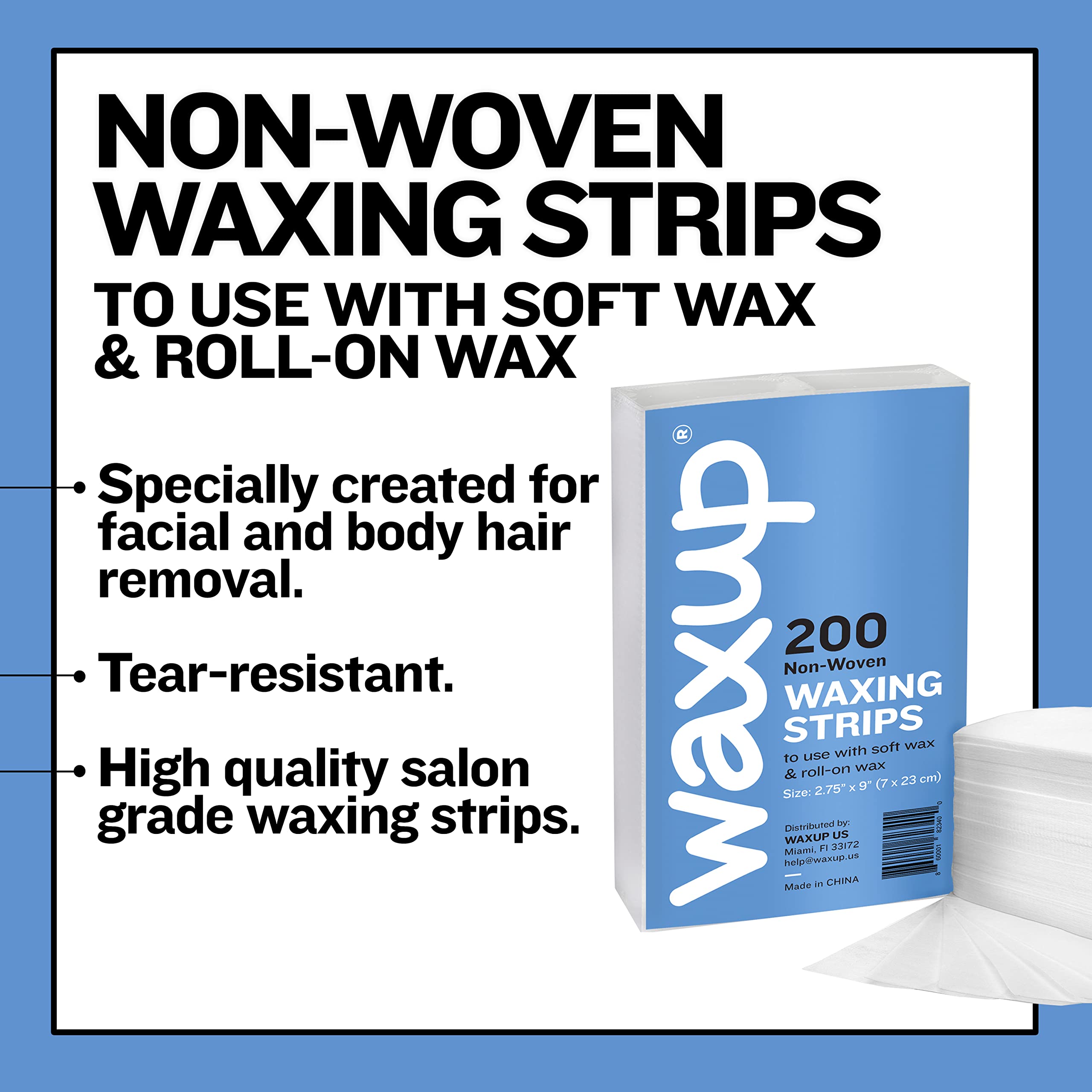 waxup Honey Roll On Wax 4 Pack and 200 Wax Strips, Almond Oil Wax Remover, Hair Removal Waxing Kit.