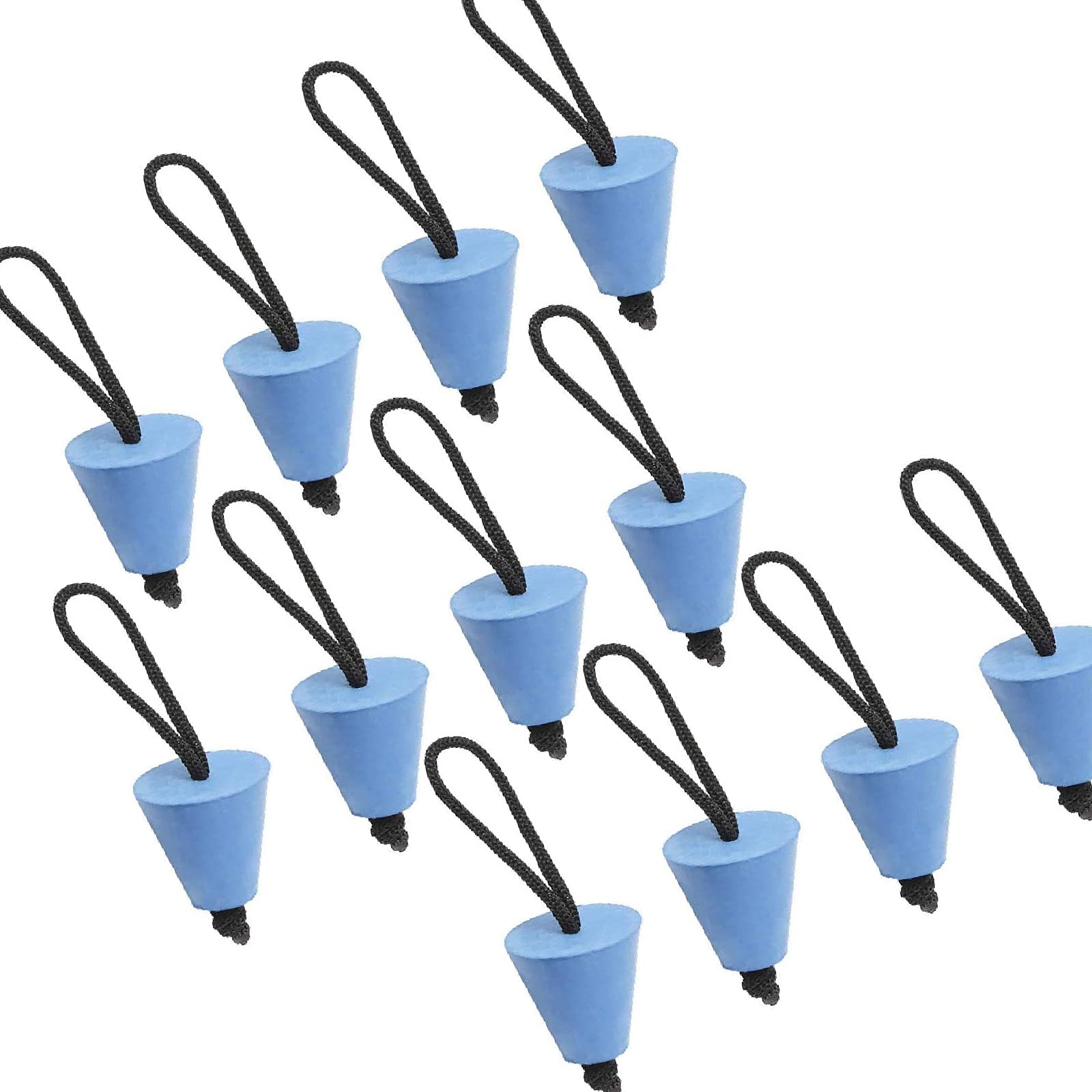 NovelBee 12pcs Universal Kayak Scupper Plug Kit with Lanyard Fits 3/4" to 1.5" Boat Scuppers or Scupper Holes (Light Blue)
