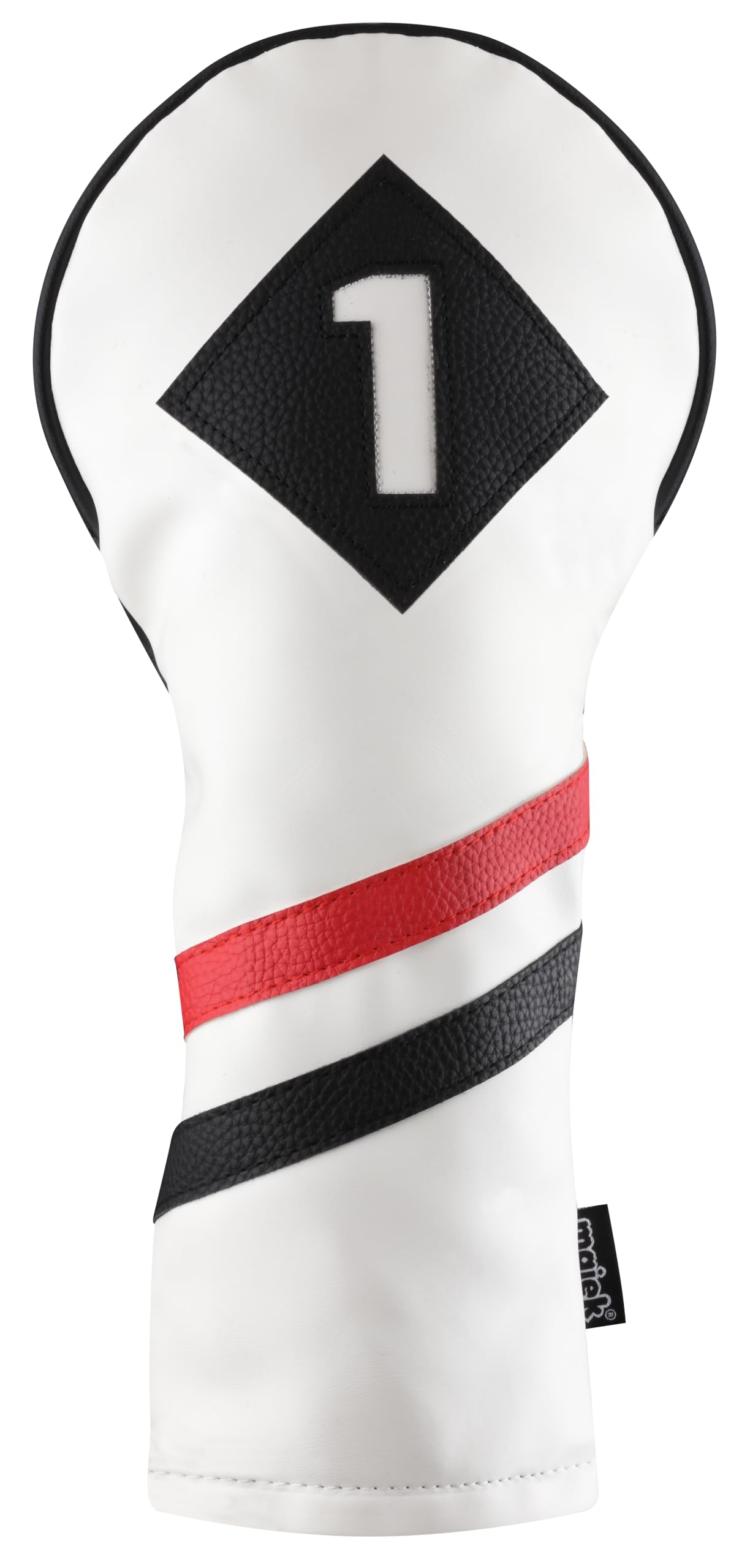 Majek Retro Golf Headcovers White Red and Black Vintage Leather Style 1 3 X Driver Fairway Woods Head Cover Classic Look