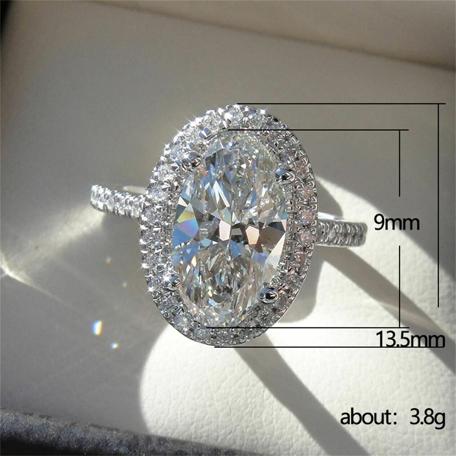 Oval Diamond Ring for Women, The Star Gazing Ring, Shaped Ring,Inlaid Zircon Female Engagement &Wedding, 9