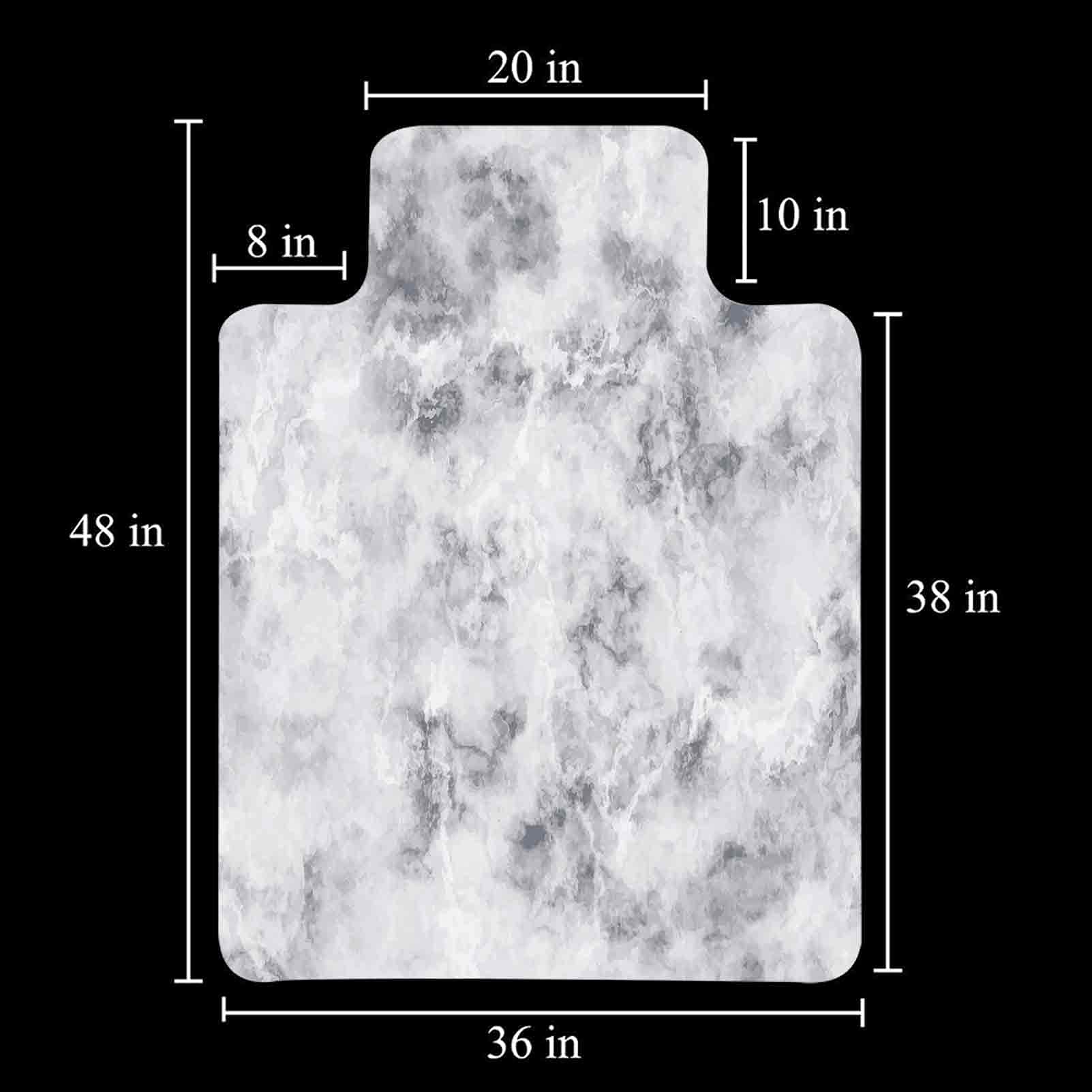 Marble Office Chair Mat, Granite Surface Pattern with Stormy Details Natural Mineral Formation Print, 36" x 48" with Lip Office Chair Mat for Hardwood Floor, Light Grey Dust