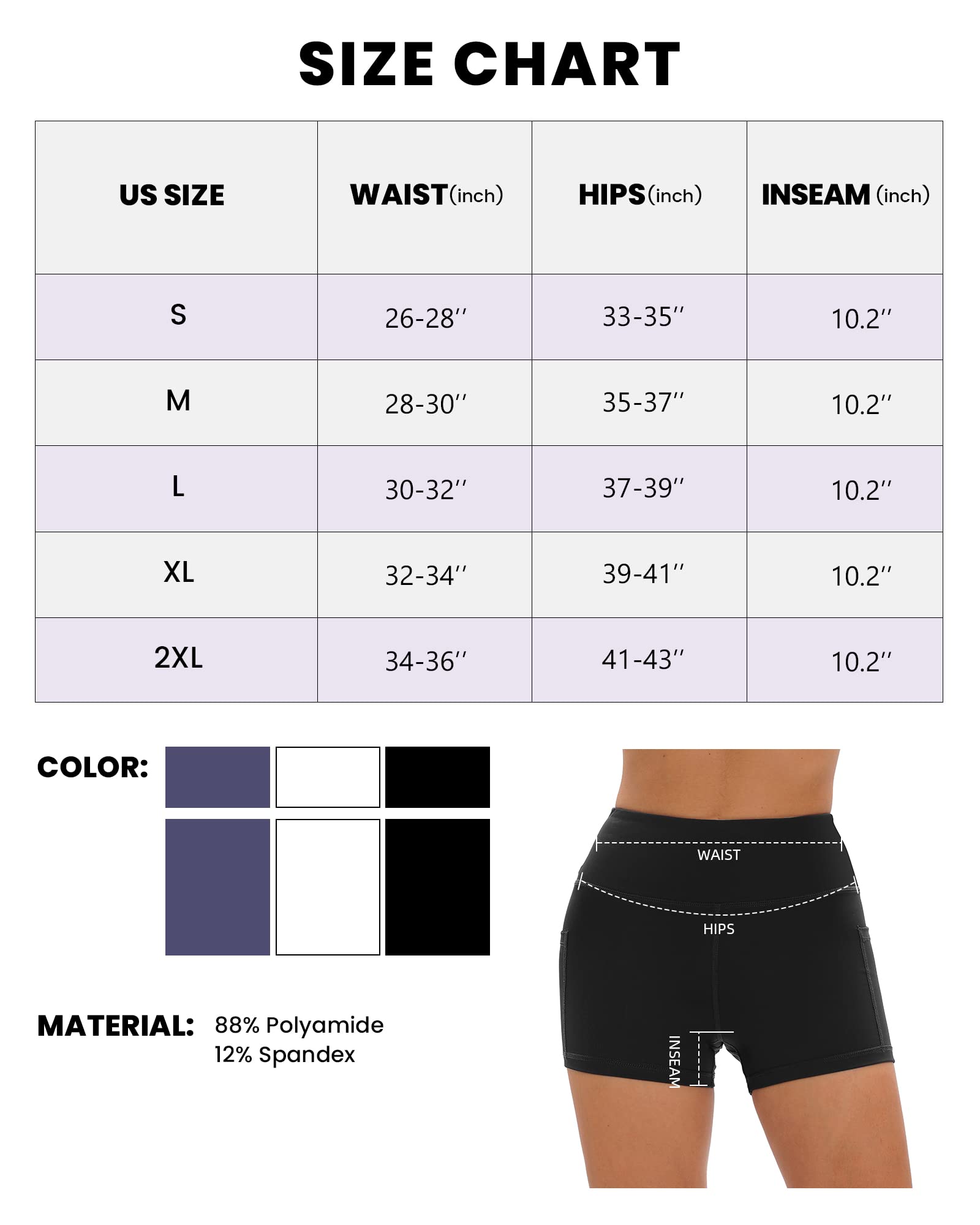 Runhit 3 Inch Running Shorts for Women High Waisted Yoga Shorts with Side Pockets Tummy Control Workout Gym Compression Shorts Black XL