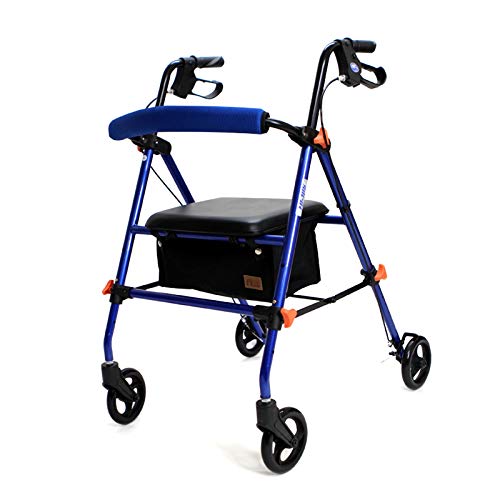 Rollators 4 Wheel with Seat Folding Lightweight, Folding Rollator with Seat and Basket, Rollator Walker for Elderly Adjustable, Disability Aids Walkers, Mobility Walkers 4 Wheels,Load weight 220lbs,Bl