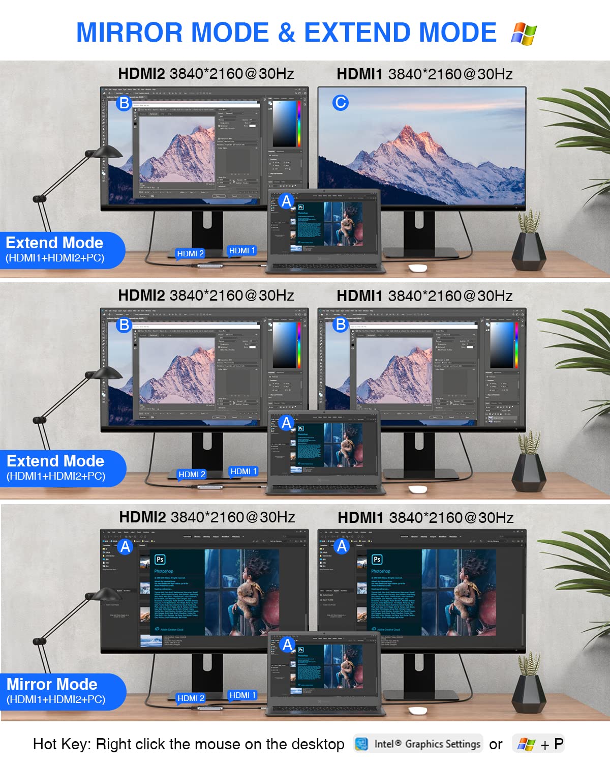 TOTU 11 in 1 USB C Hub with 4K HDMI, VGA, 1000Mbps Ethernet & 4 in 1 100W Dual 4K HDMI USB C Hub