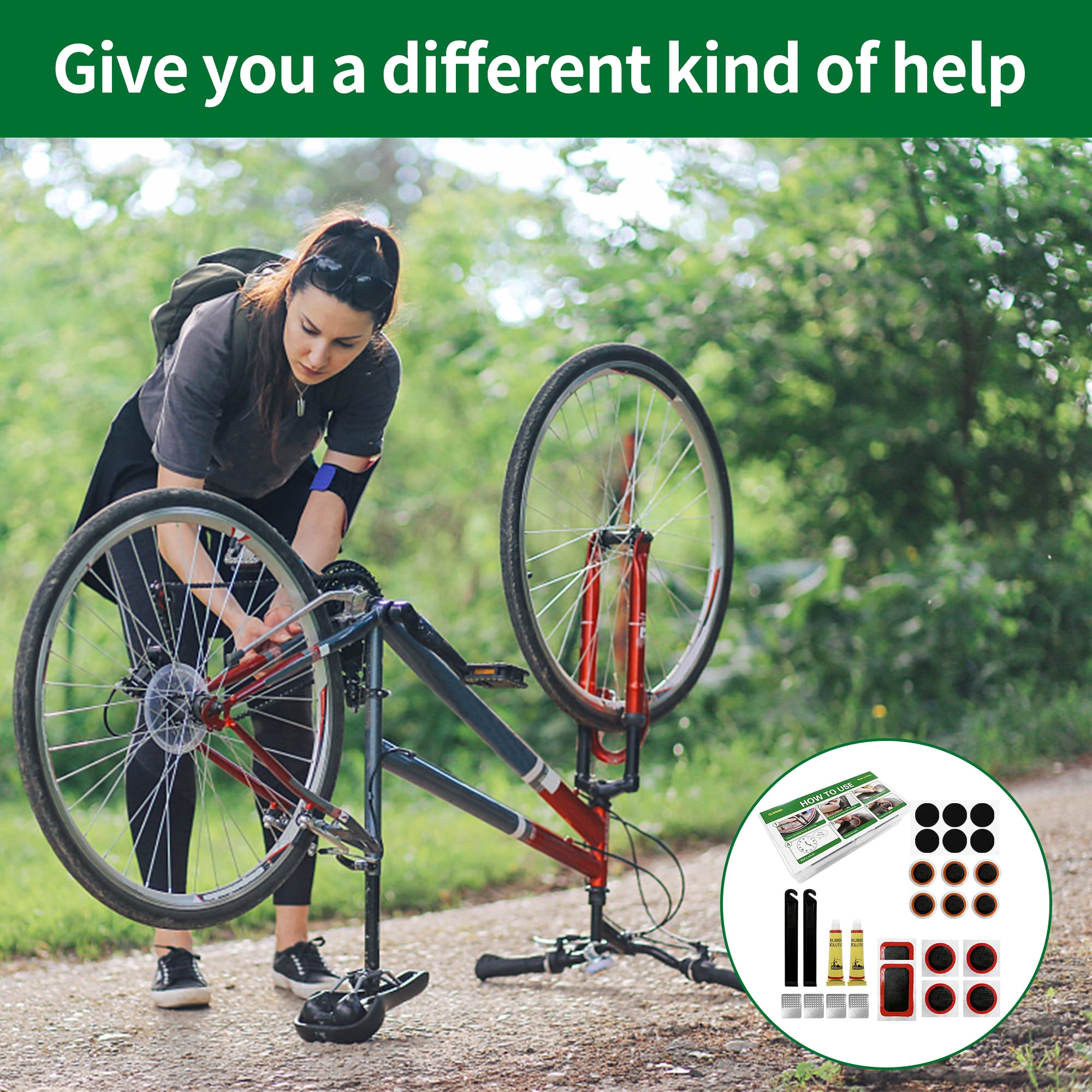 QLMM66 Bike Inner Tire Repair Kit - Bicycle Tube Patch Kits - with Portable Storage Box