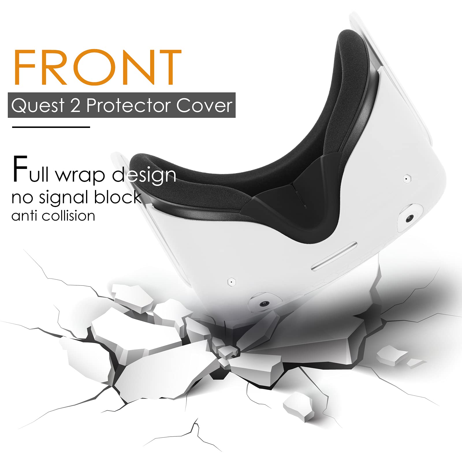 Protective Shell Cover for Quest 2 Oculus Accessories VR Silicone Skin Front Face Protector Hood Kit Anti Dust Anti Scratch Preventing Collisions (Translucent)