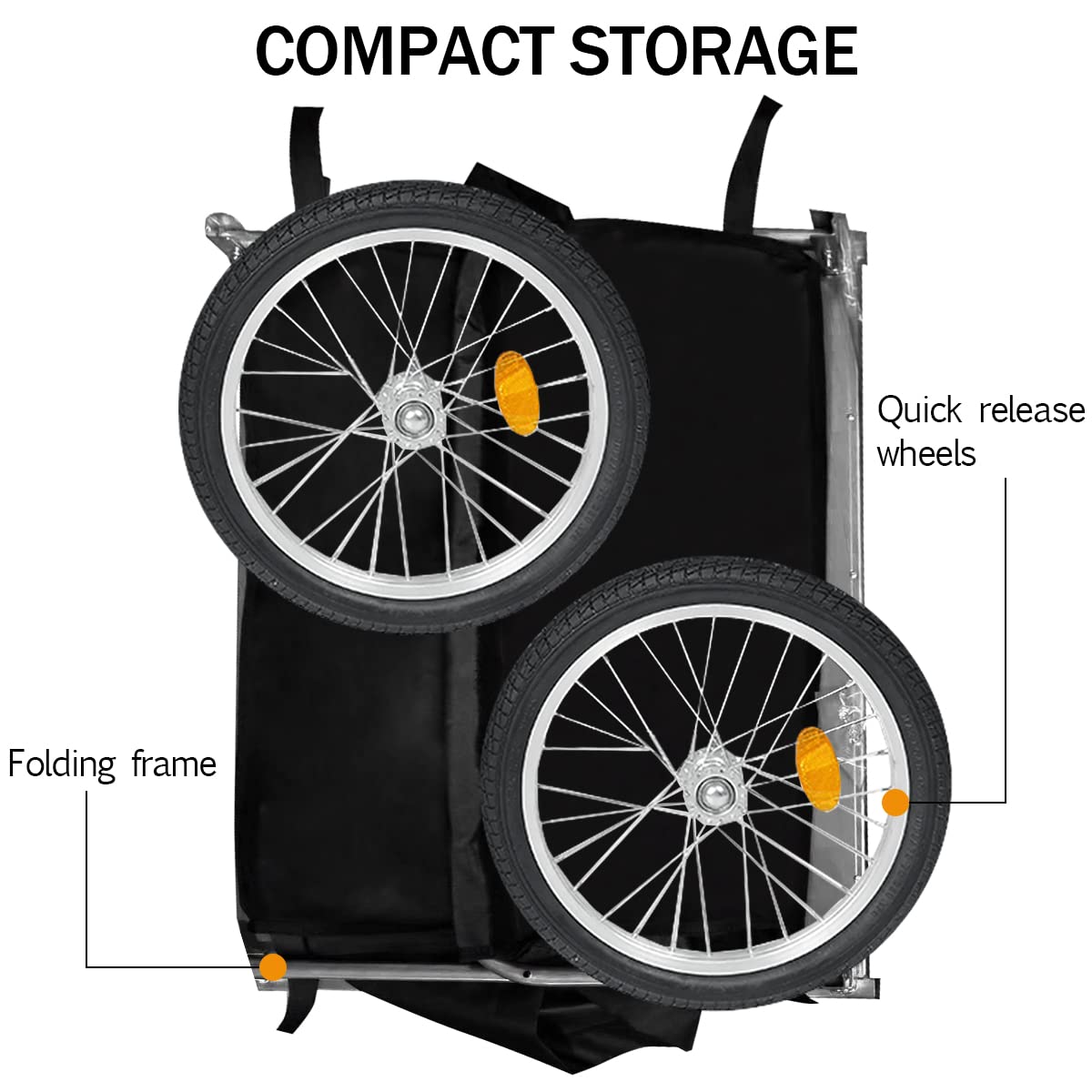Sefzone Bike Trailer Cargo Foldable 143 lbs Max Load, with Removable Box and 600D Oxford Cover, 2x16'' Inflatable Wheels, Aluminum Bicycle Cargo Trailer w/Hitch, for Luggage, Tools, Groceries