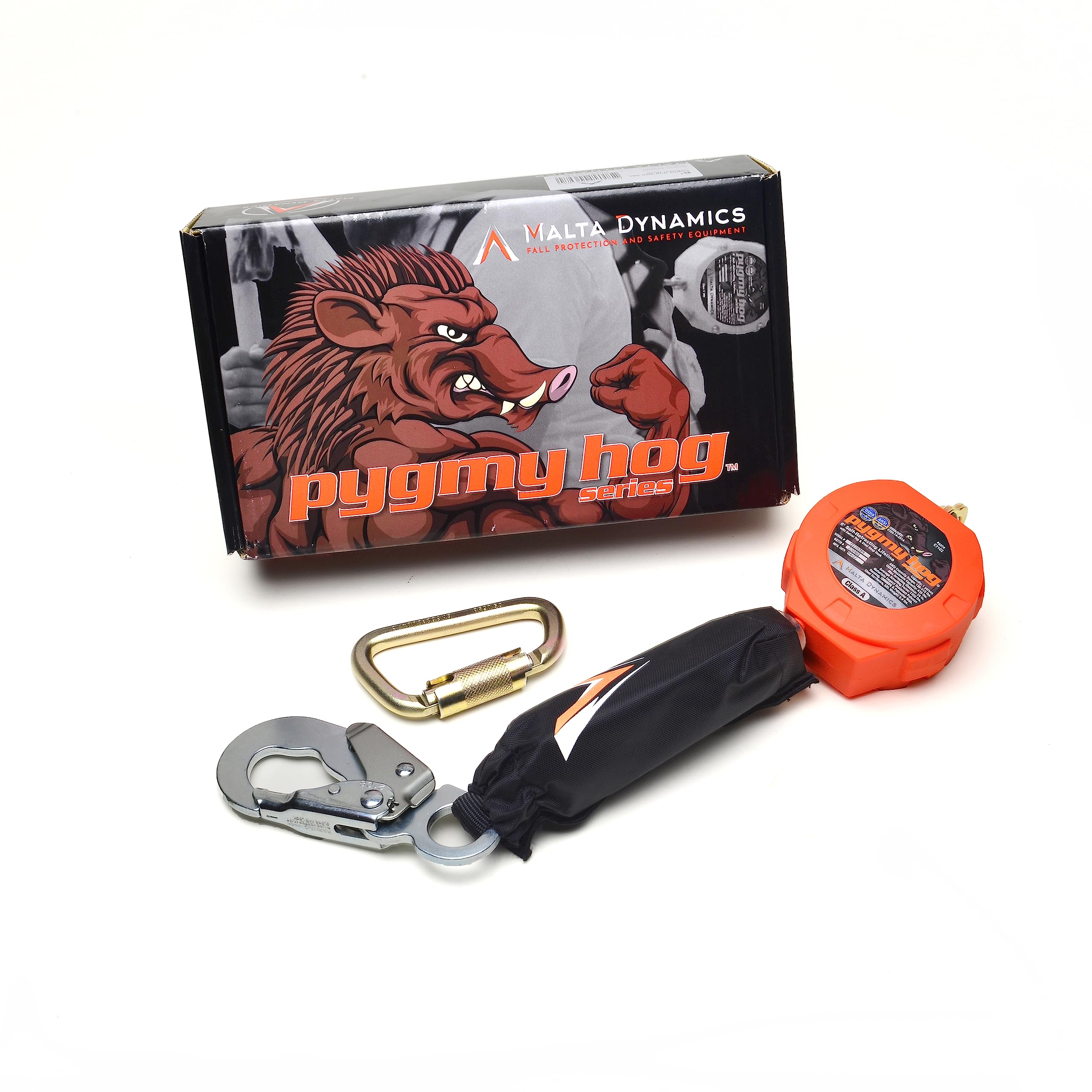 Malta Dynamics Pygmy Hog 6-Foot Web Self-Retracting Lifeline with Steel Snap Hook, OSHA/ANSI Compliant