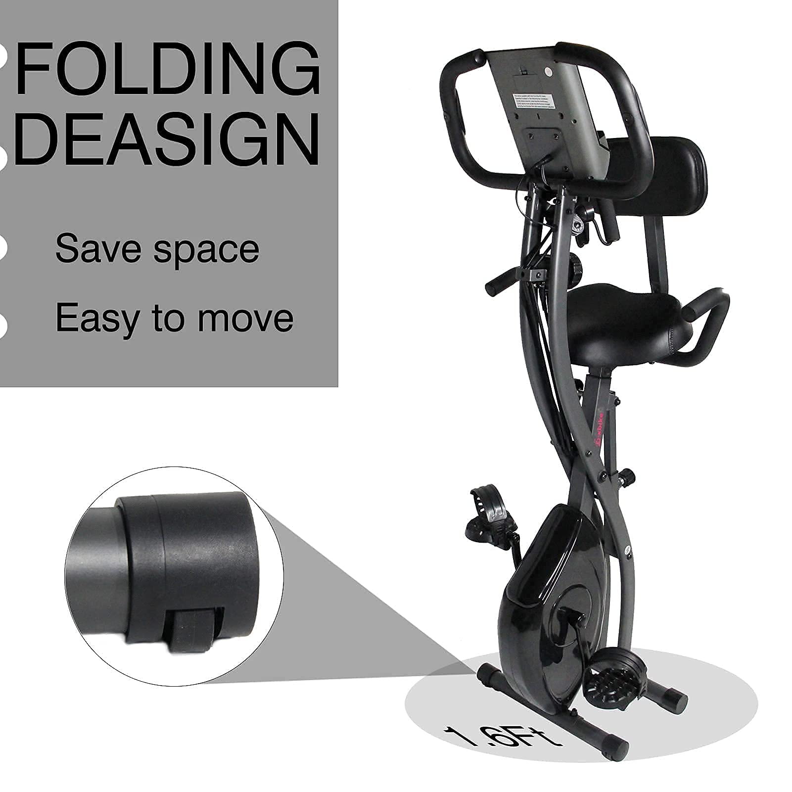 Ps indoor exercise bike, magnetic stationary with pulse sensor large seat upright foldable exercise bikes trainer for women gym home workout equipment