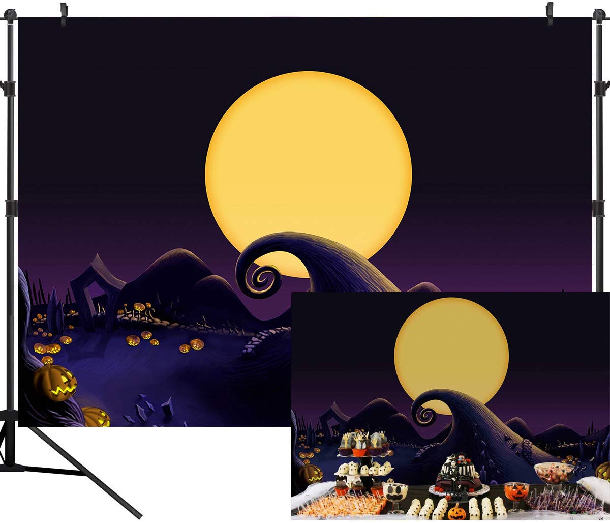 Nightmare Before Christmas Themed Backdrop Halloween Birthday Baby Shower Photo Studio Photography Background Party Home Decor Pictures Decoration Shoot