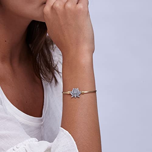 Luca + Danni Lotus Flower Bangle Bracelet For Women - Silver Tone Size Regular Made in USA