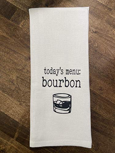 Today's Menu: Bourbon Tea Towel | Dish Towels with Funny Bourbon Whiskey Sayings are Perfect for Home, Bar, or Kitchen | Funny Gift for Old Fashioned Cocktail Lovers