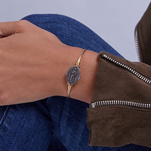 Luca + Danni Saint Jude Bangle Bracelet For Women - Silver Tone Size Regular Made in USA