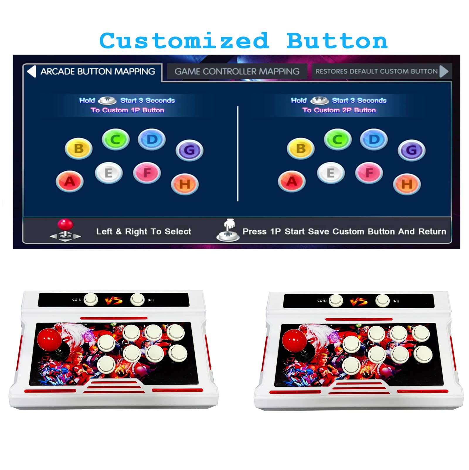 RegiisJoy Pair of Wireless Game Console Gamepad USB Port, Portable 2.4G Bluetooth Arcade Controller, Customizable Buttons