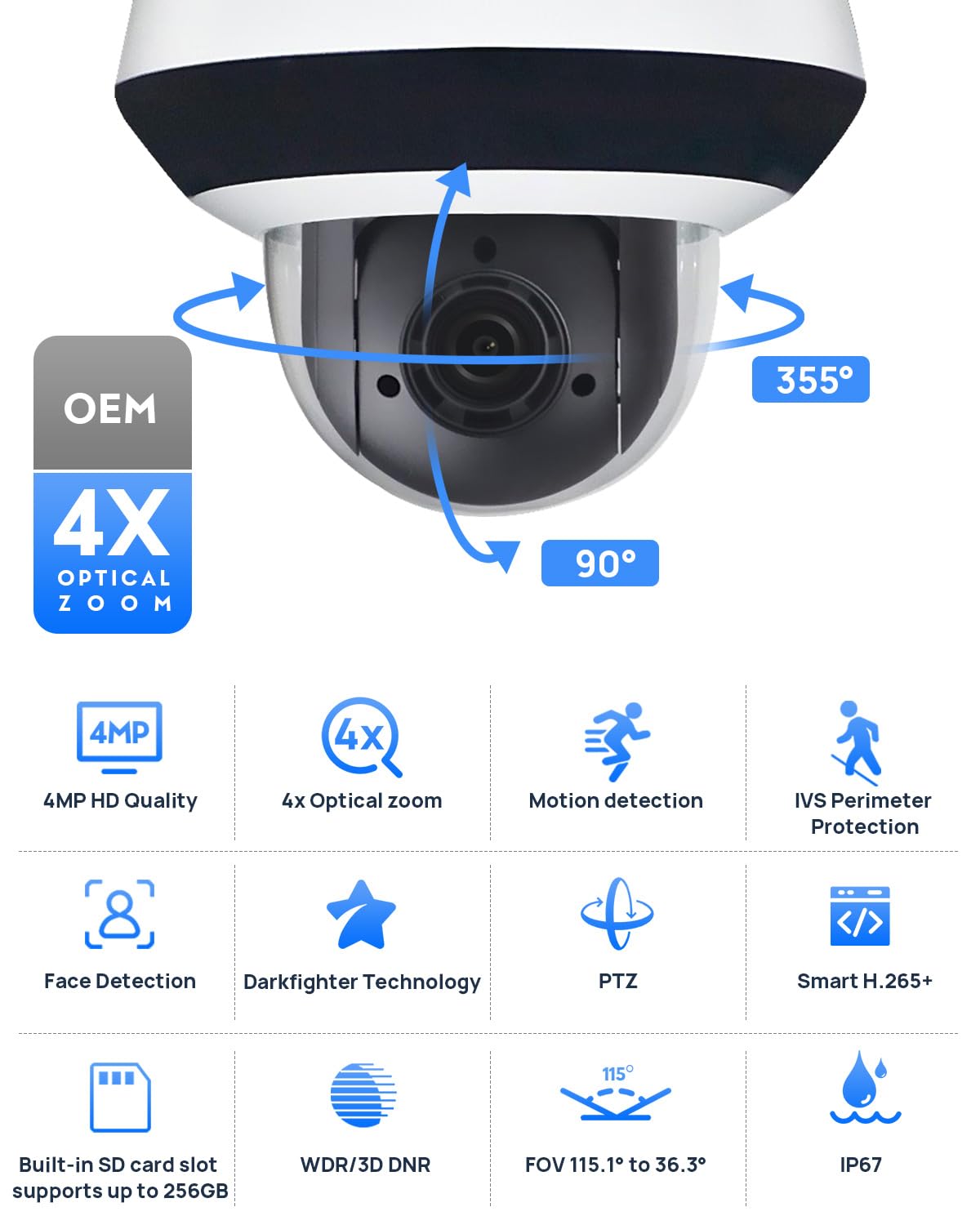 VIKYLIN 4MP Full Color Security PoE IP Camera with Mic/Audio,Smart Motion Detection,F1.0 Aperture 2.8mm Lens Outdoor Bullet Camera with 24/7 Full Color Night Vision,WDR&3D DNR,IP67 (VK047C)