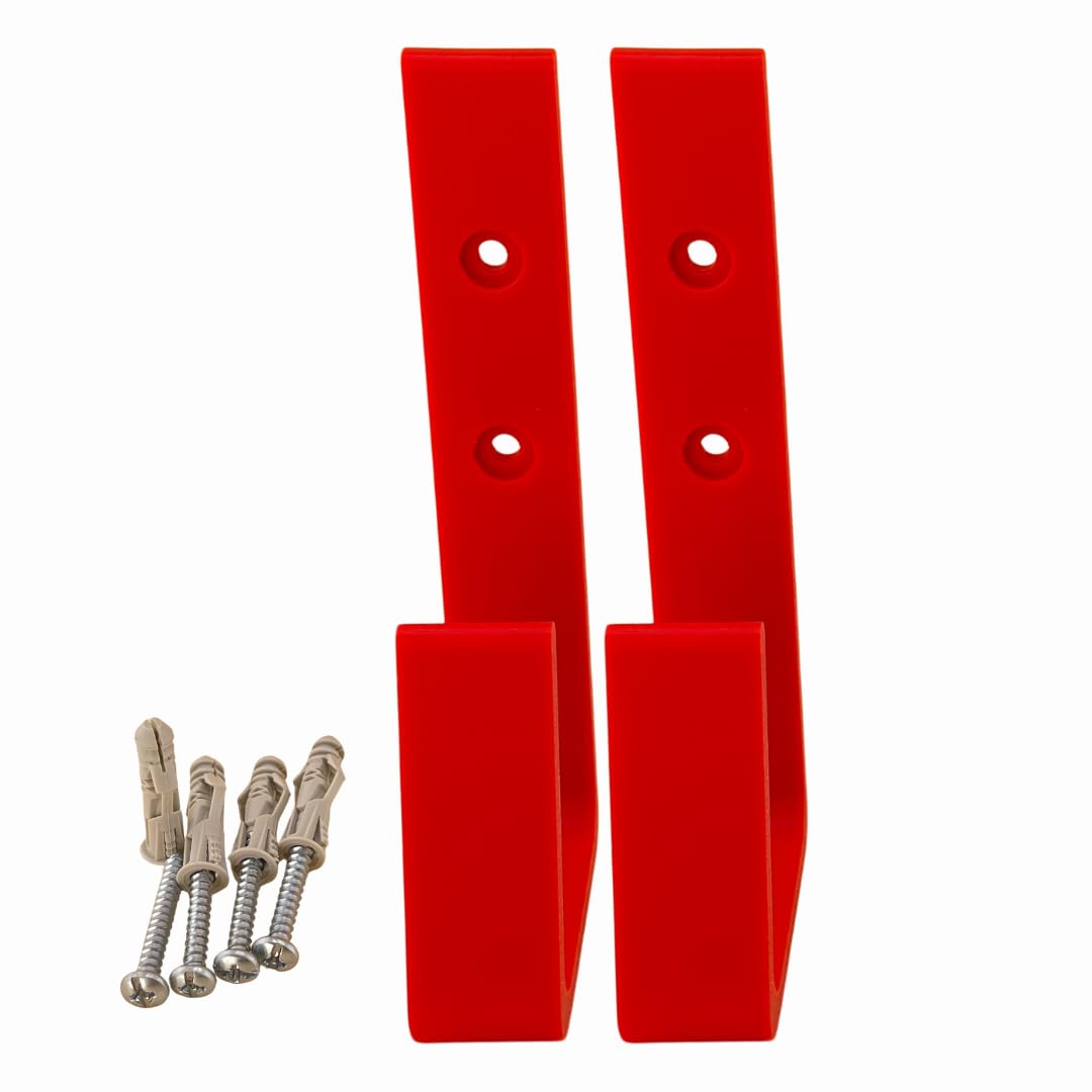 Wrestling Belt Wall Hanger 2 Pcs, Championship Belt Wall Hooks Perfect Gift for Wrestling Fans, Optimize Your Space & Display Your Championship Belt (Red)